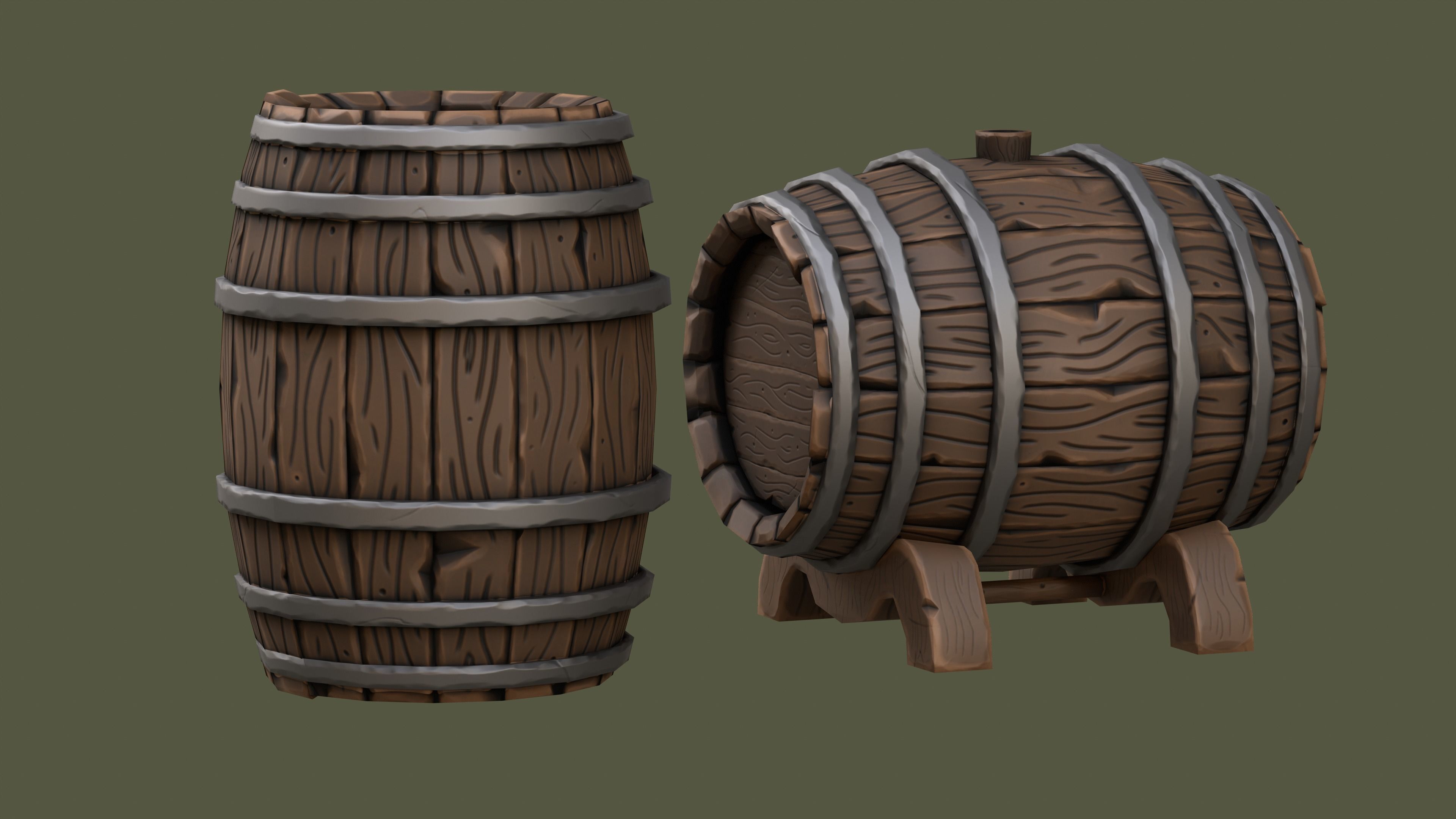 3D model Stylised Wood Barrel VR / AR / low-poly | CGTrader