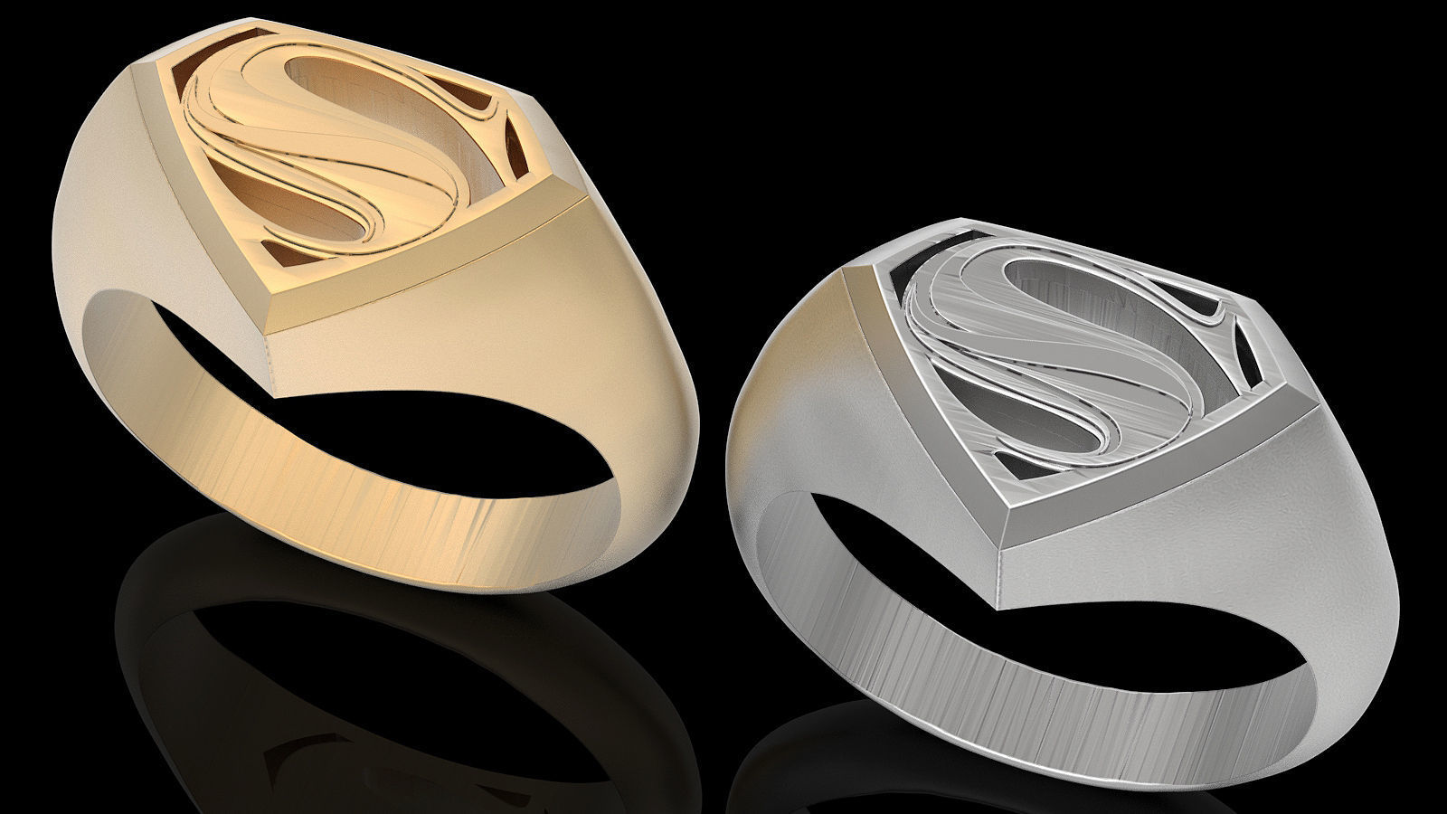 Superman ring silver gold sterling printable jewelry 3D model 3D model ...