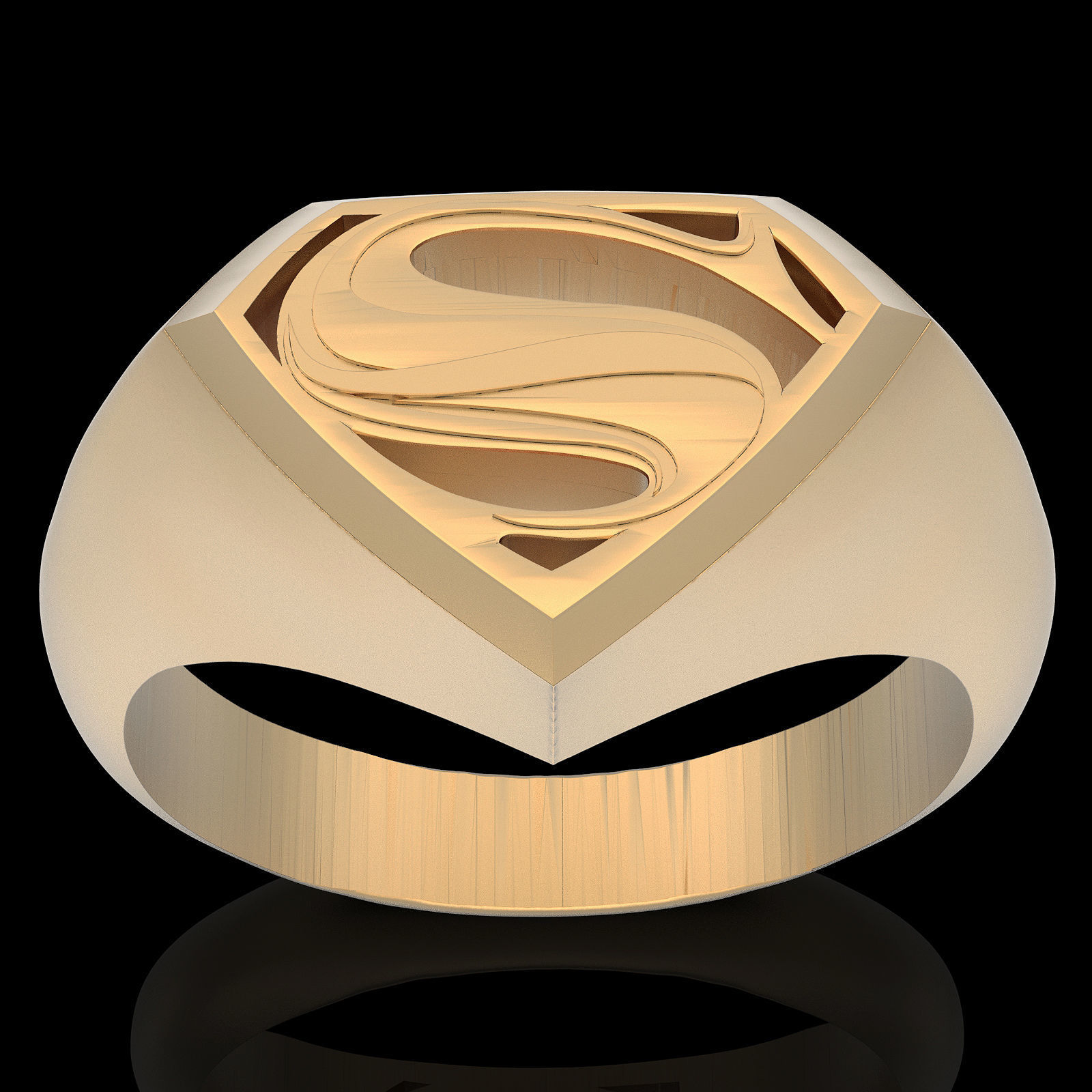 Superman ring silver gold sterling printable jewelry 3D model 3D model ...