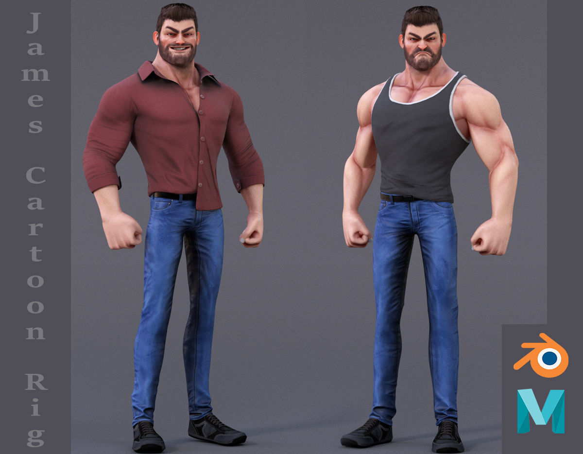 3D model James Cartoon Man Rig VR / AR / low-poly | CGTrader