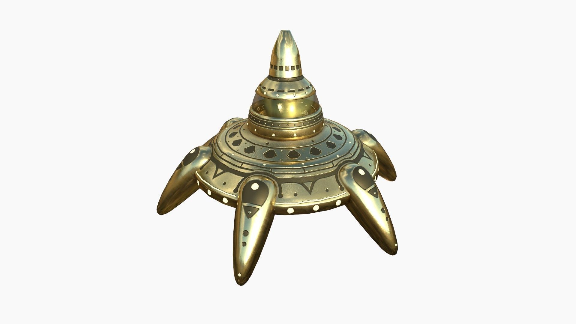 3D model Alien Spaceship UFO G07 Gold - Sci Fi Spacecraft Design VR ...