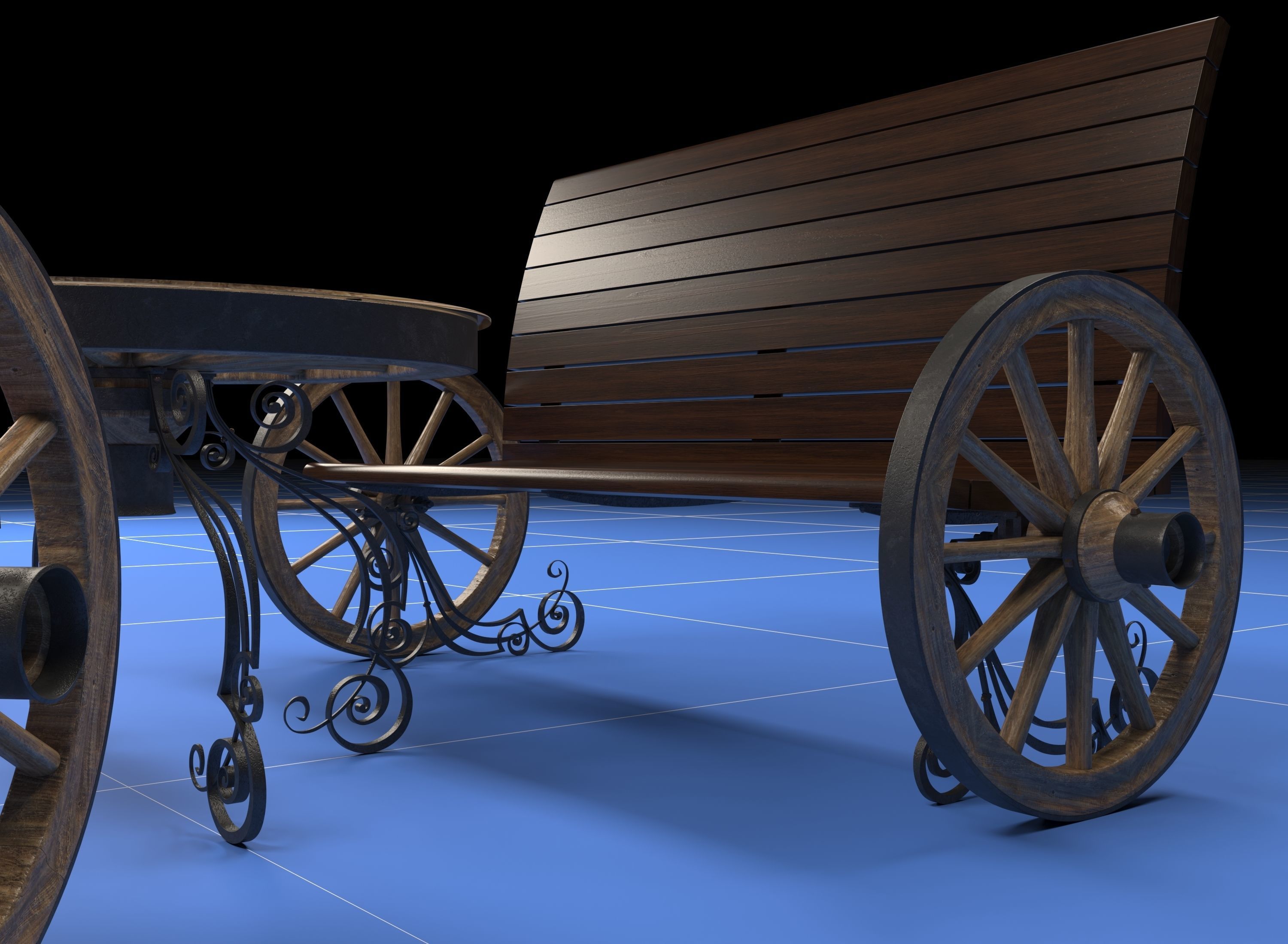 Cartwheel table and seating group 3D model | CGTrader
