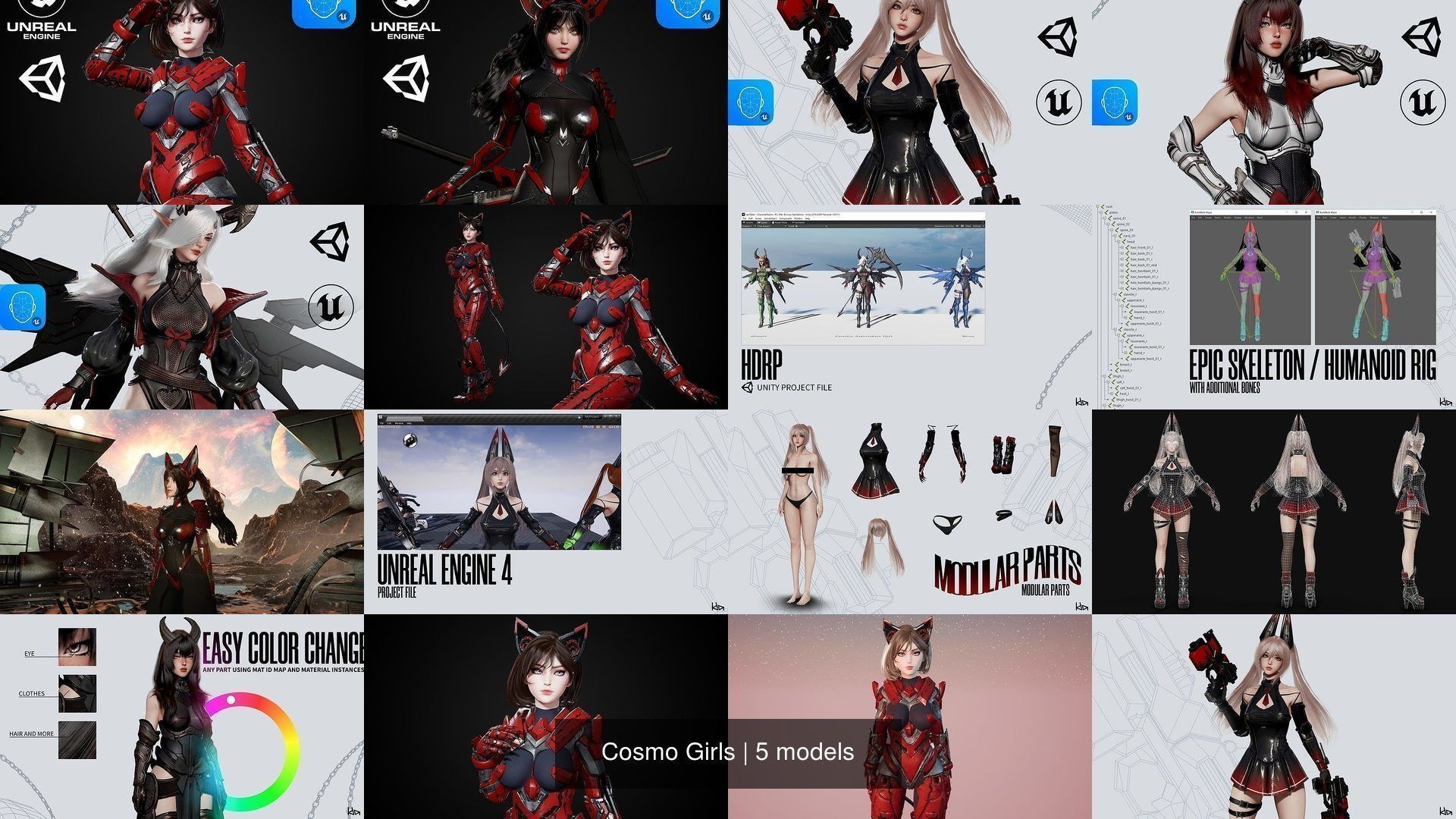 3D Model Collection Cosmo Girls VR / AR / low-poly | CGTrader