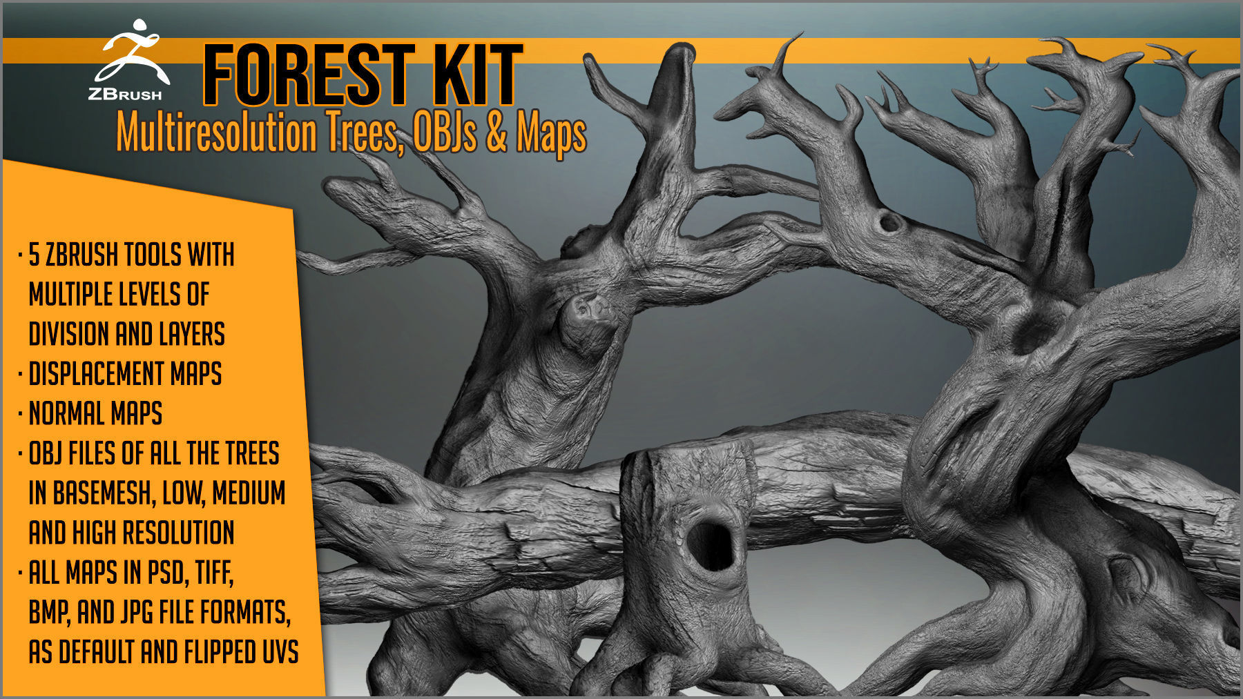 Forest Kit Multiresolution Trees OBJs and Maps 3D model | CGTrader