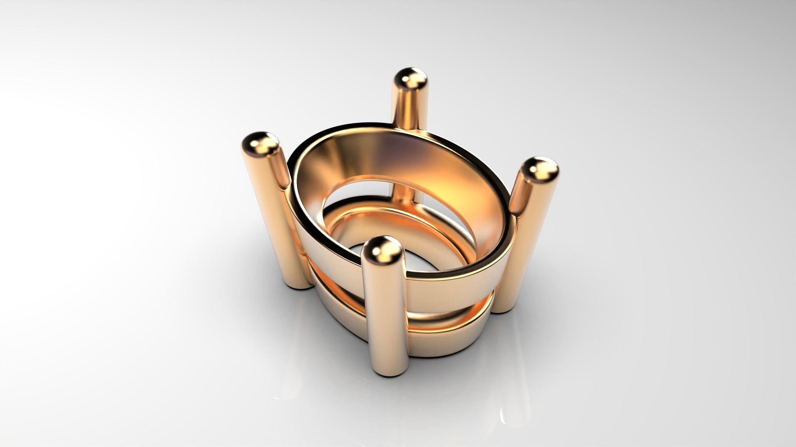 Oval shape 4 prong setting stud earrings or solitaite ring heads 3D ...