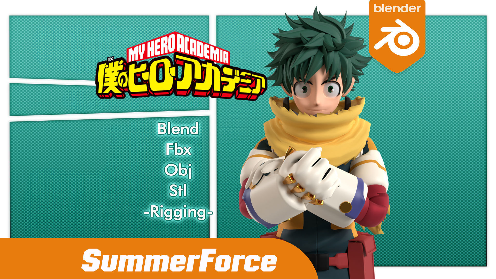 Deku Zeta Suit - My Hero Academia 3D model rigged | CGTrader