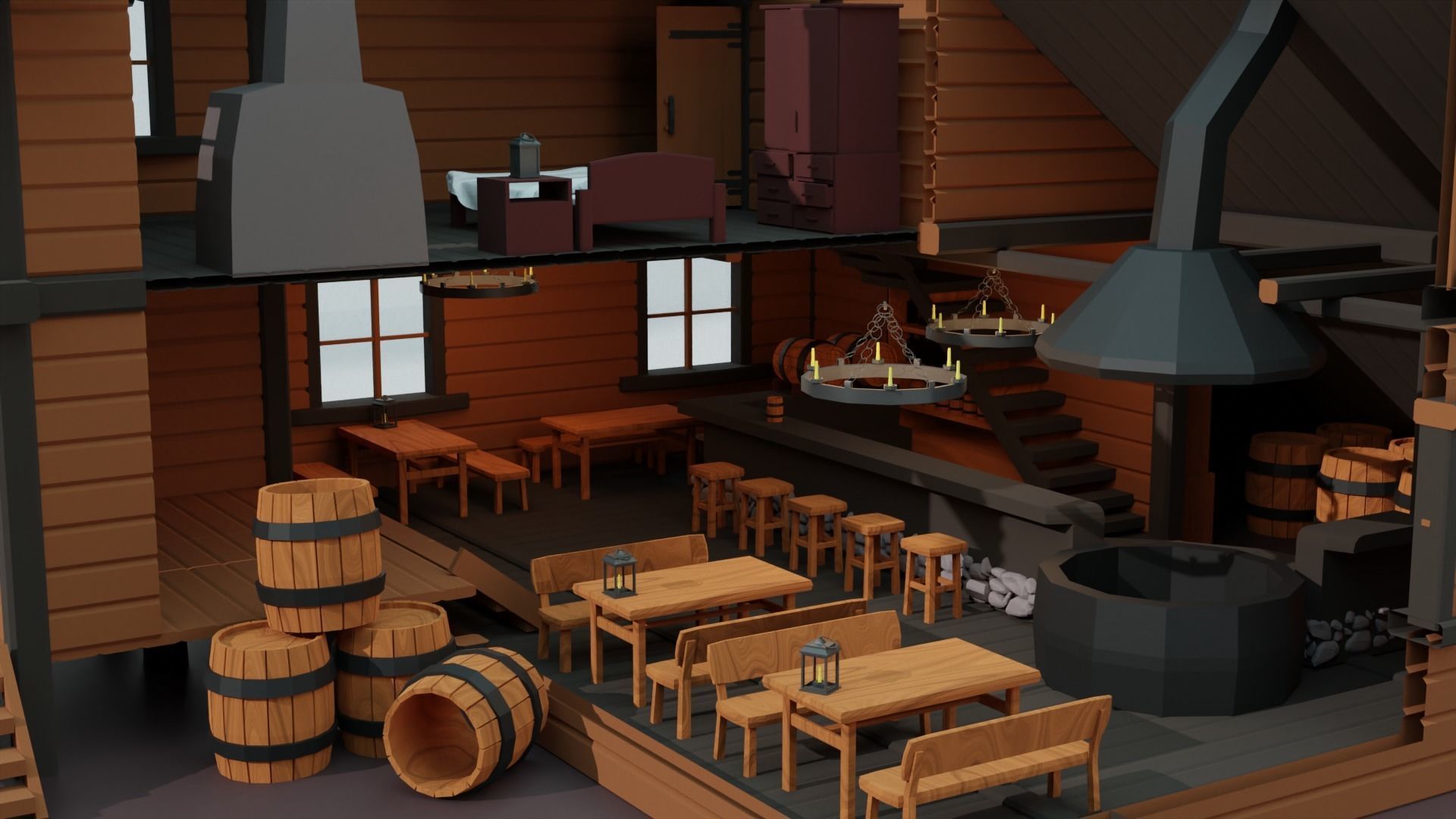 3D model Tavern 3D model VR / AR / low-poly | CGTrader