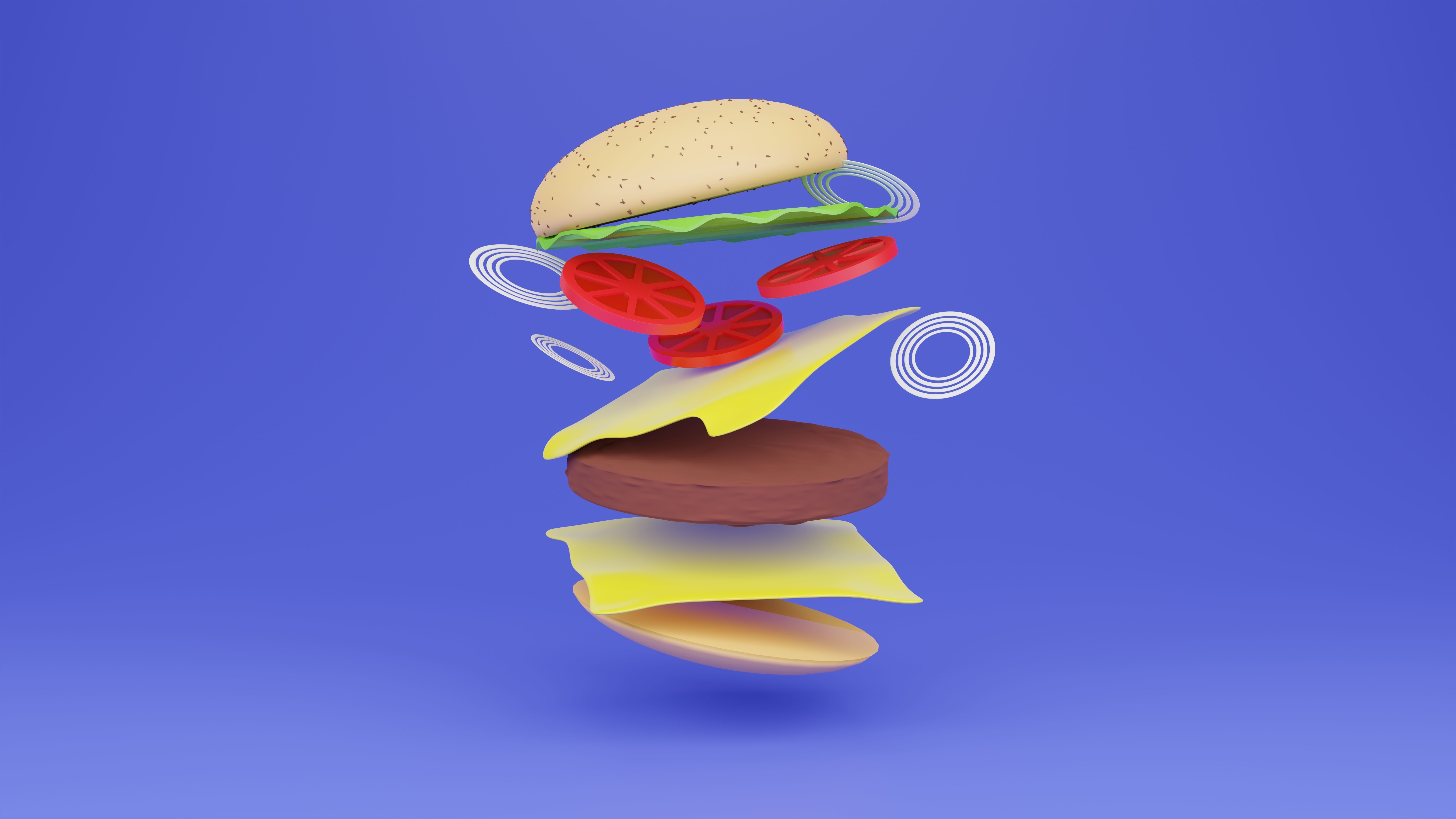3D model Burger 3d model low poly stack of hamburgers VR / AR / low ...