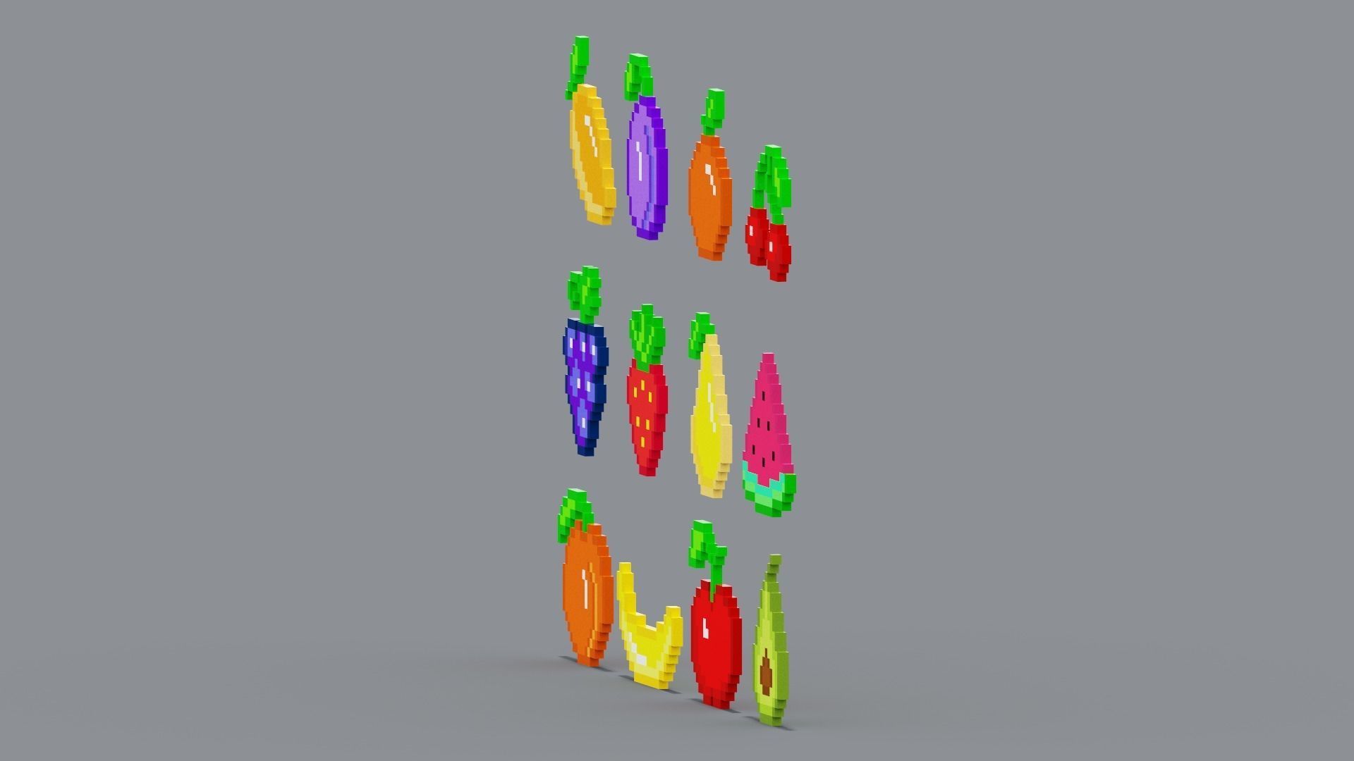 3D model Pixel Fruits Set VR / AR / low-poly | CGTrader