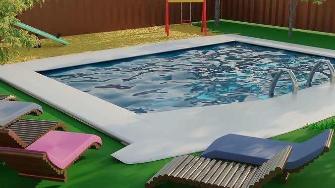 Pool in the backyard 3D model | CGTrader