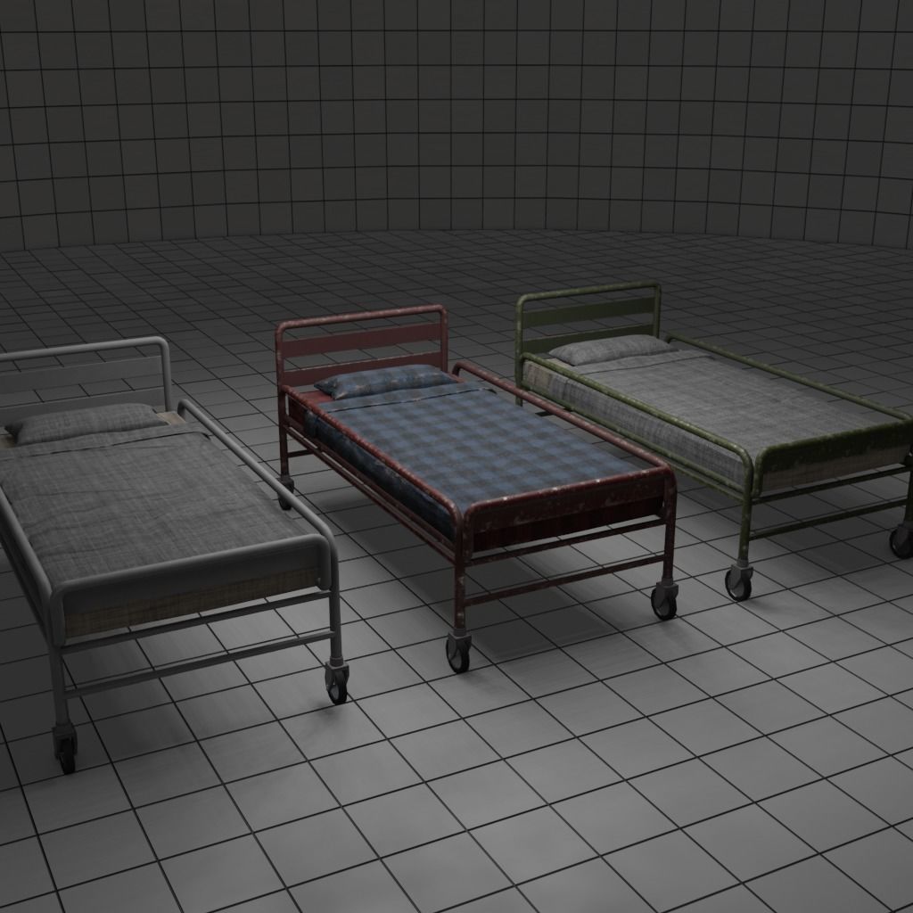 3D model Hospital beds 3 different textures VR / AR / low-poly | CGTrader