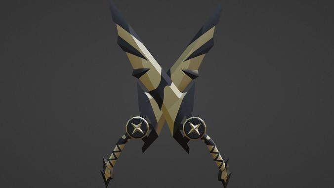 stylized golden double daggers free VR / AR / low-poly 3D model | CGTrader
