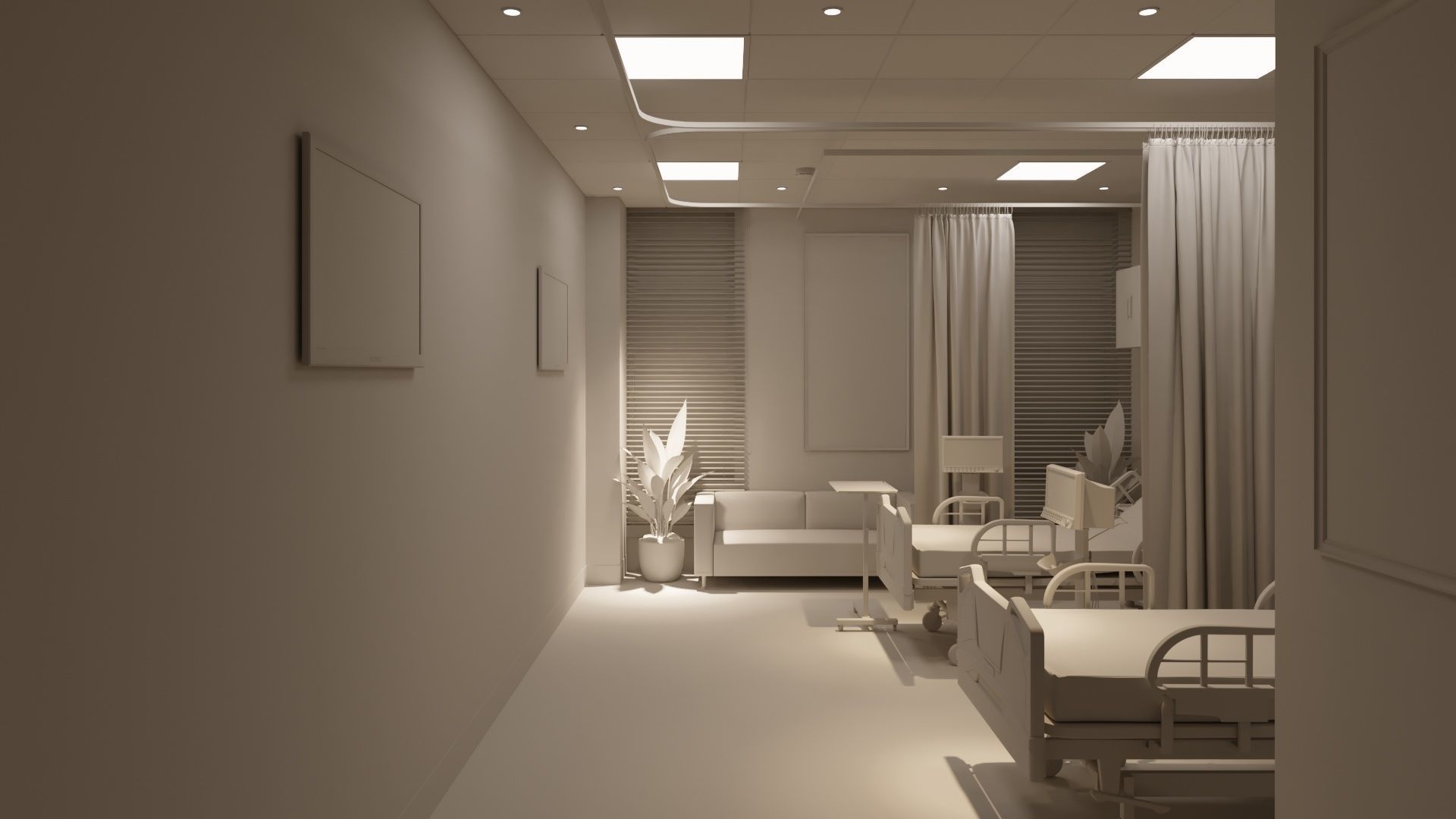 Hospital INPATIENT Room 3D model | CGTrader