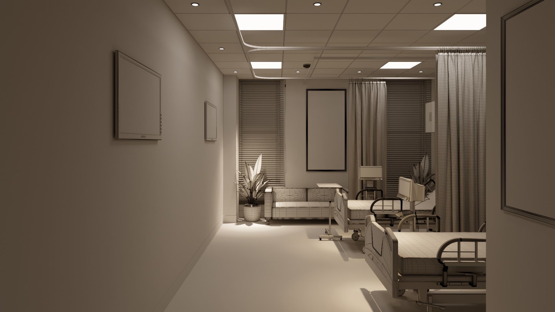 Hospital INPATIENT Room 3D model | CGTrader