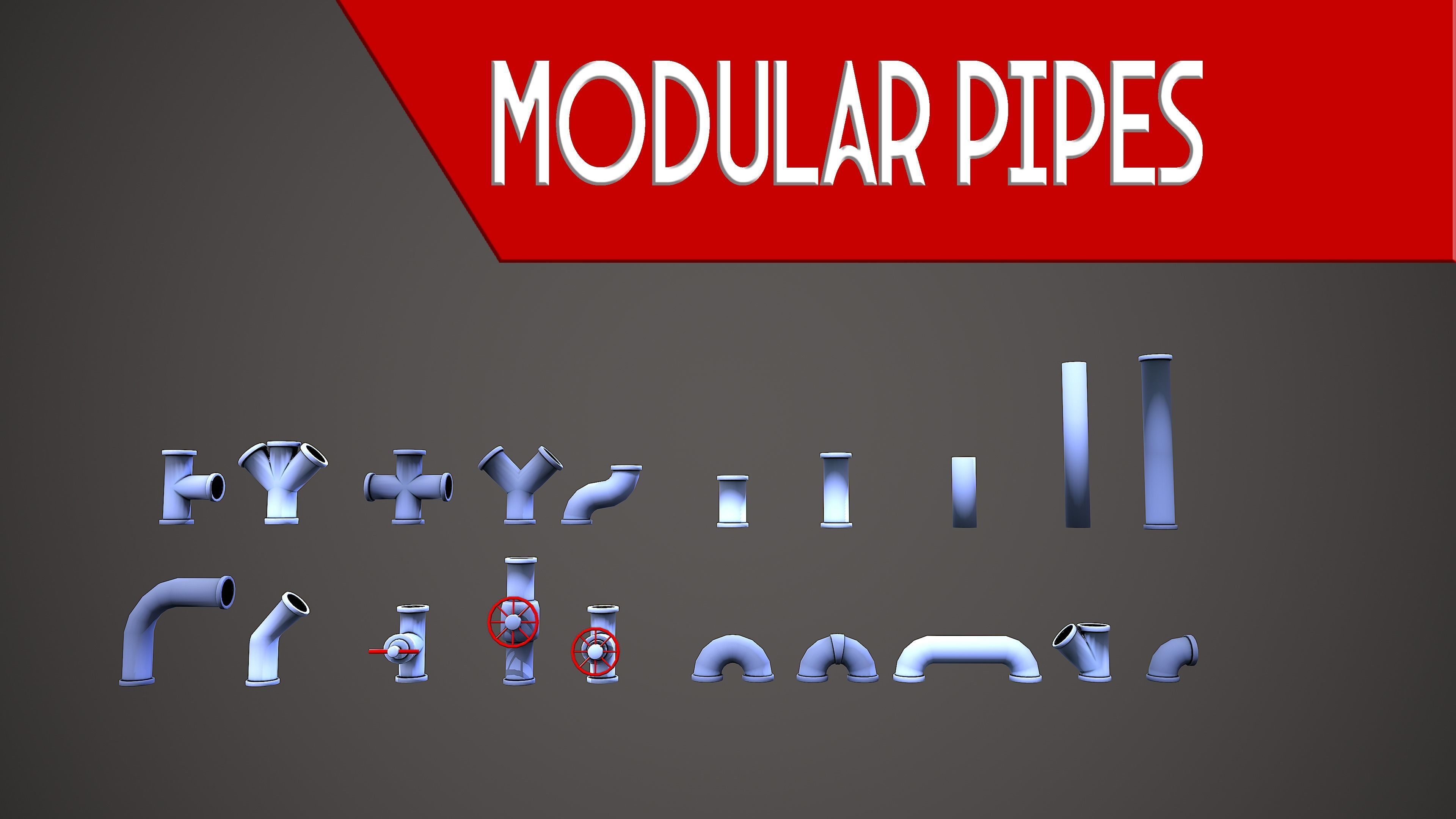 3D model MODULAR PIPES CARTOON STYLIZED VR / AR / low-poly | CGTrader