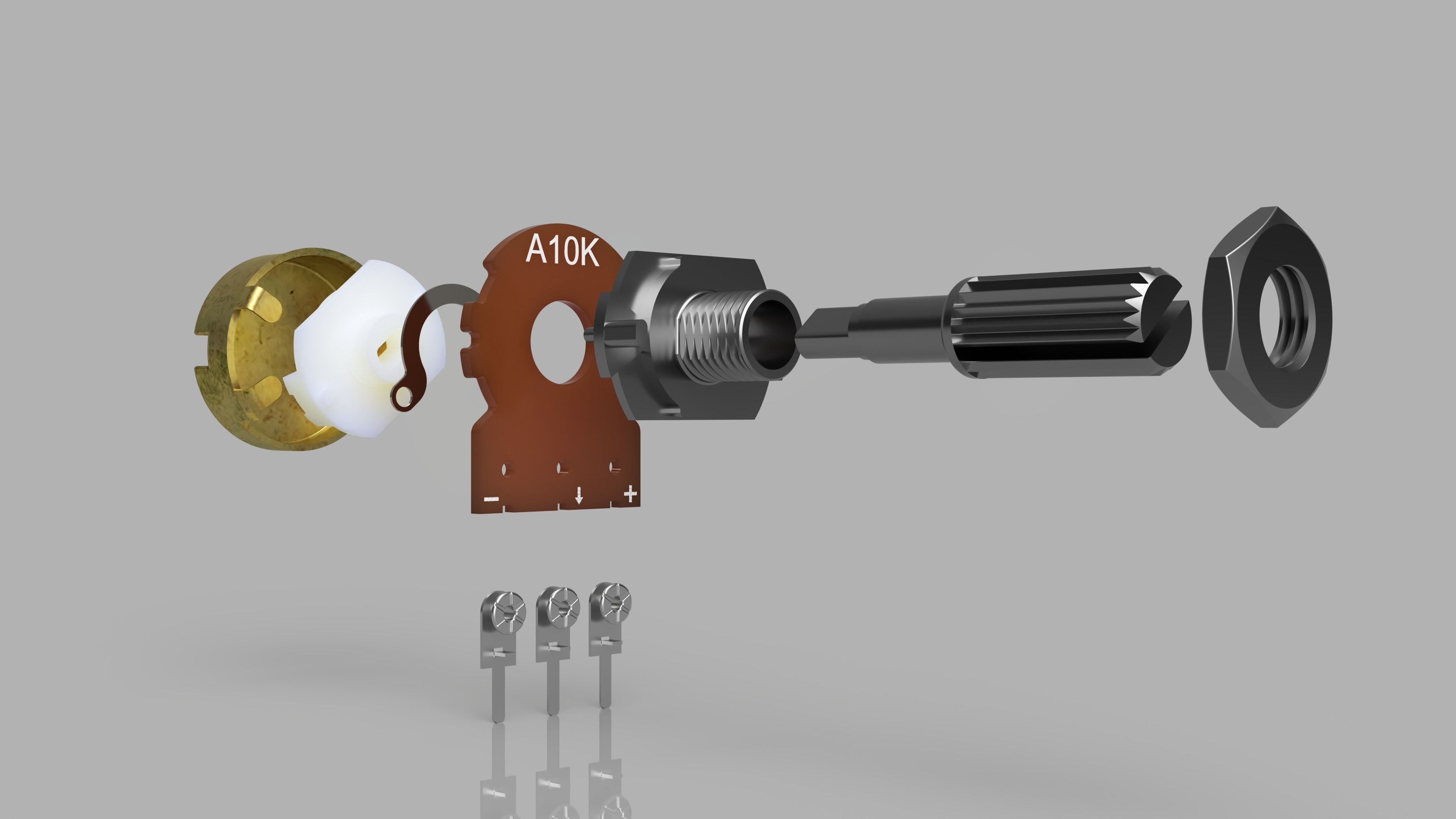 10K Potentiometer without PCB Board 3D model 3D printable | CGTrader