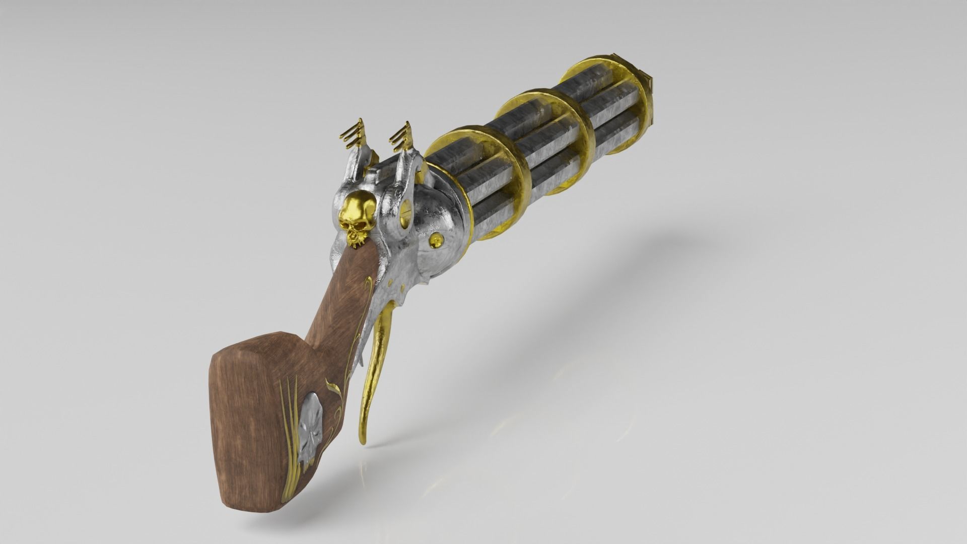 3D model Gothic six barreled machine gun VR / AR / low-poly | CGTrader