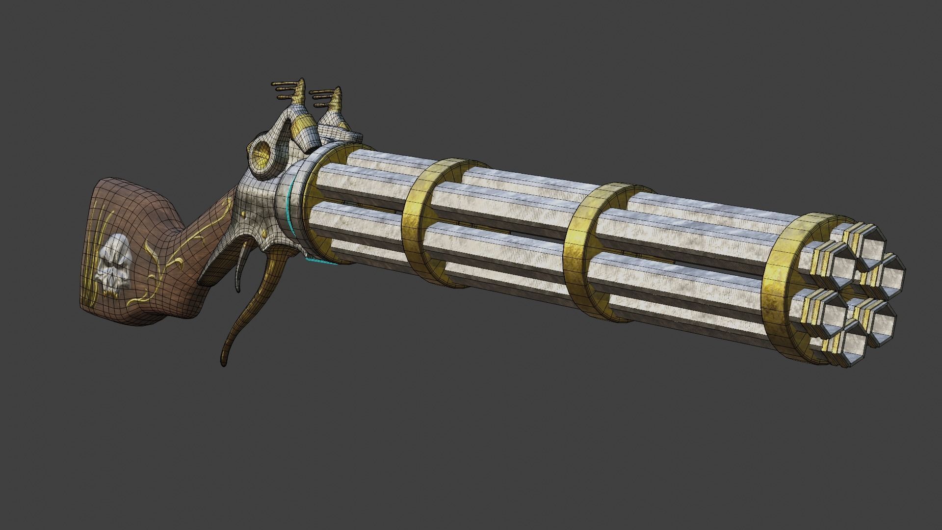 3D model Gothic six barreled machine gun VR / AR / low-poly | CGTrader