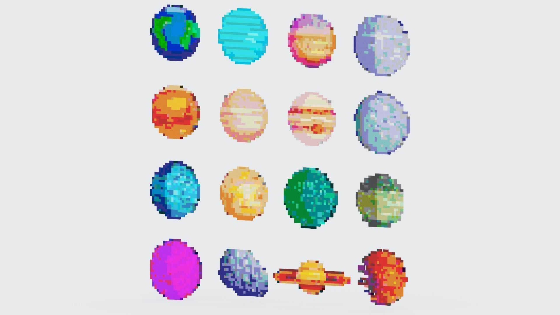 3D model Pixel Planet Pack VR / AR / low-poly | CGTrader