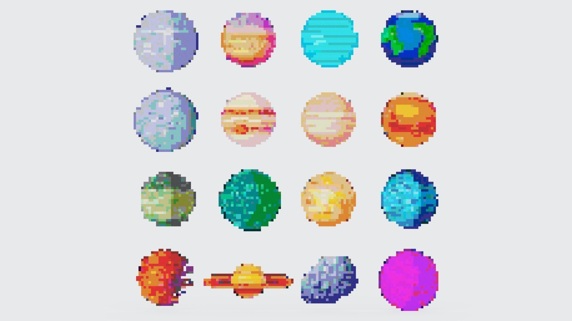 3D model Pixel Planet Pack VR / AR / low-poly | CGTrader