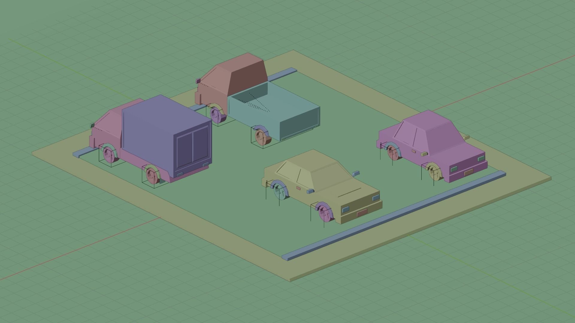 3D model Cars Low-Poly Parking VR / AR / low-poly | CGTrader