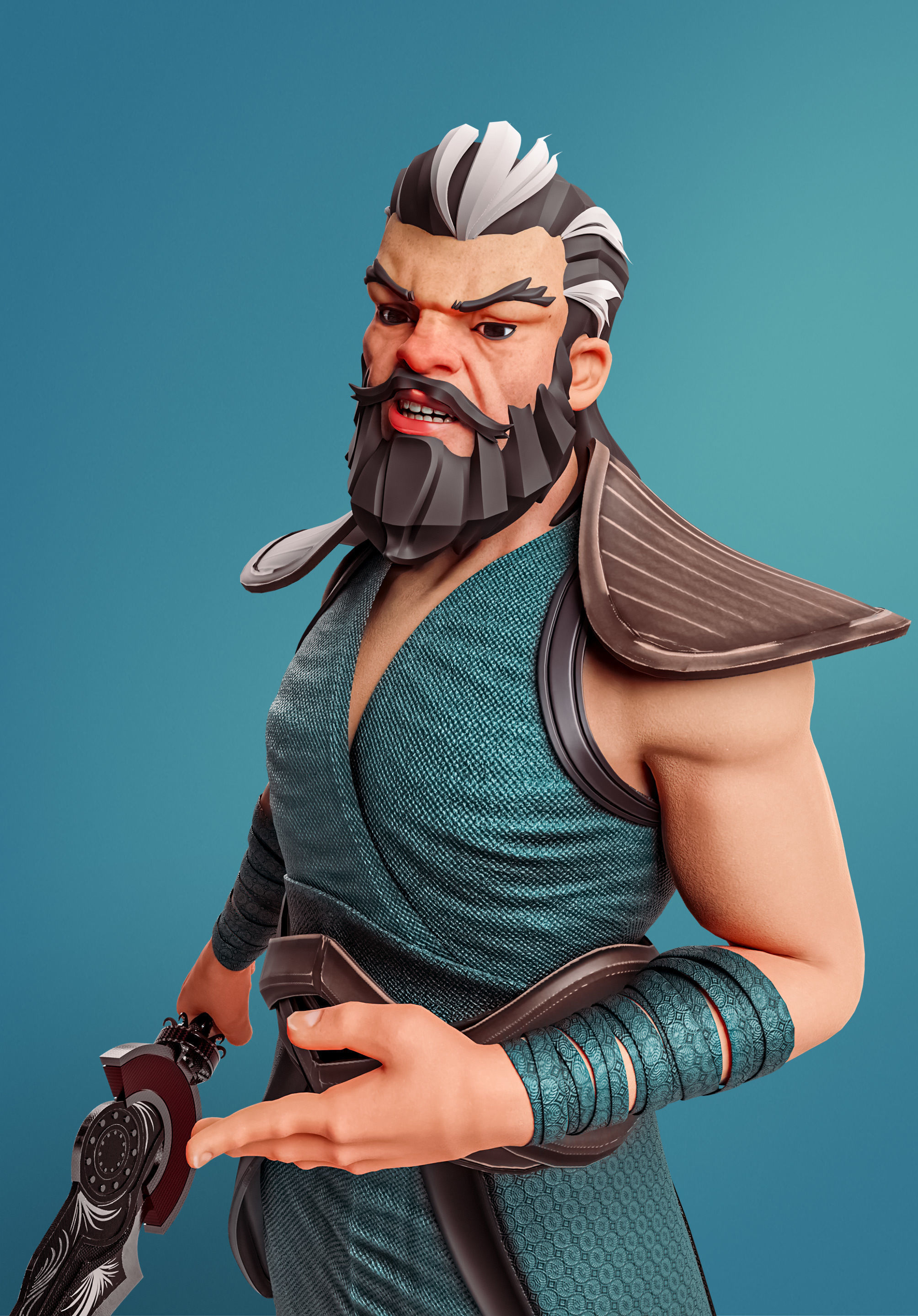 3D model 3D Stylized Male Character Warrior - Armored - Rigged VR / AR ...
