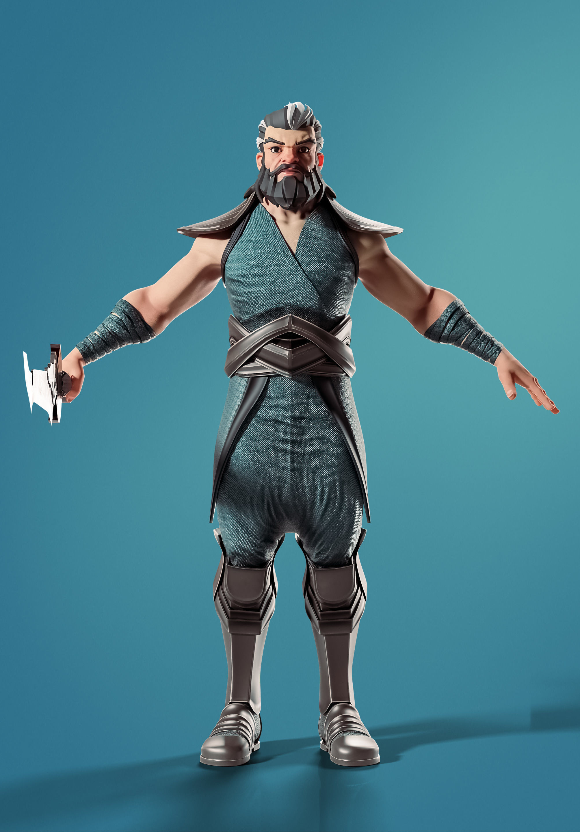 3D model 3D Stylized Male Character Warrior - Armored - Rigged VR / AR ...