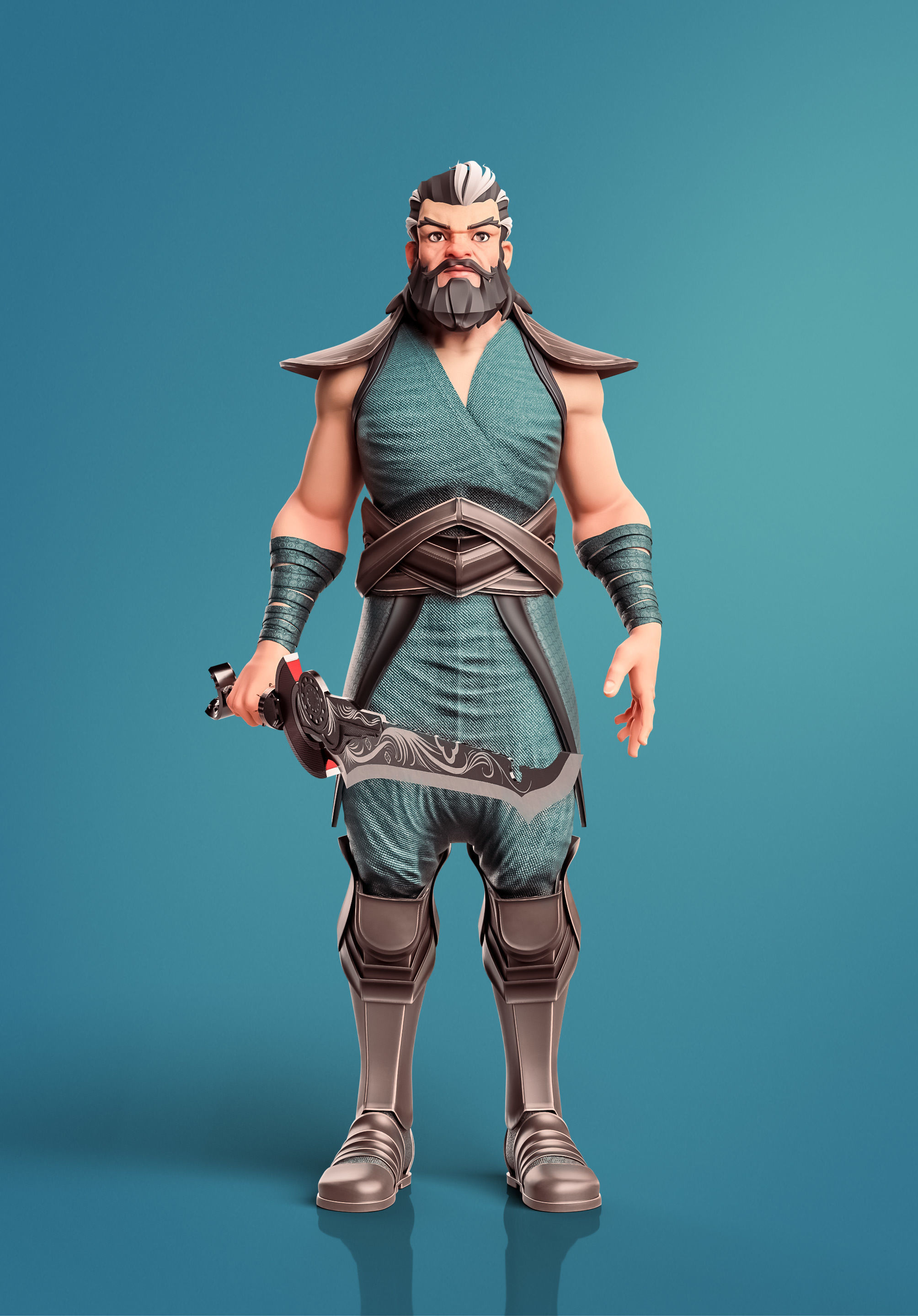 3D model 3D Stylized Male Character Warrior - Armored - Rigged VR / AR ...