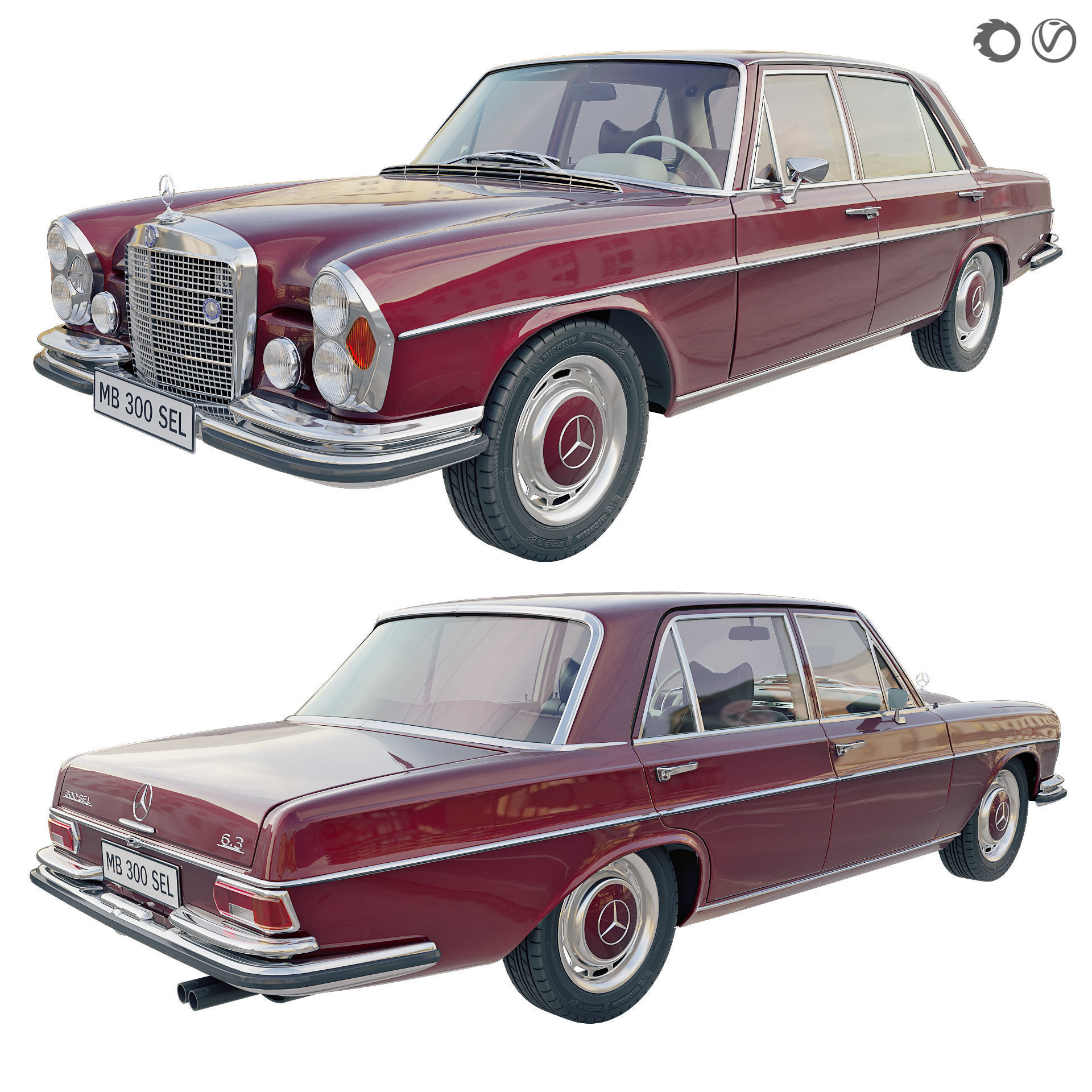 Mercedes benz 300 sel 3D model | CGTrader