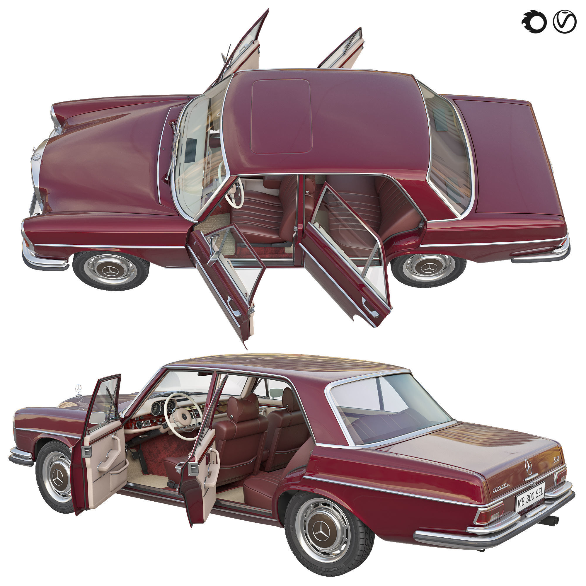 Mercedes benz 300 sel 3D model | CGTrader