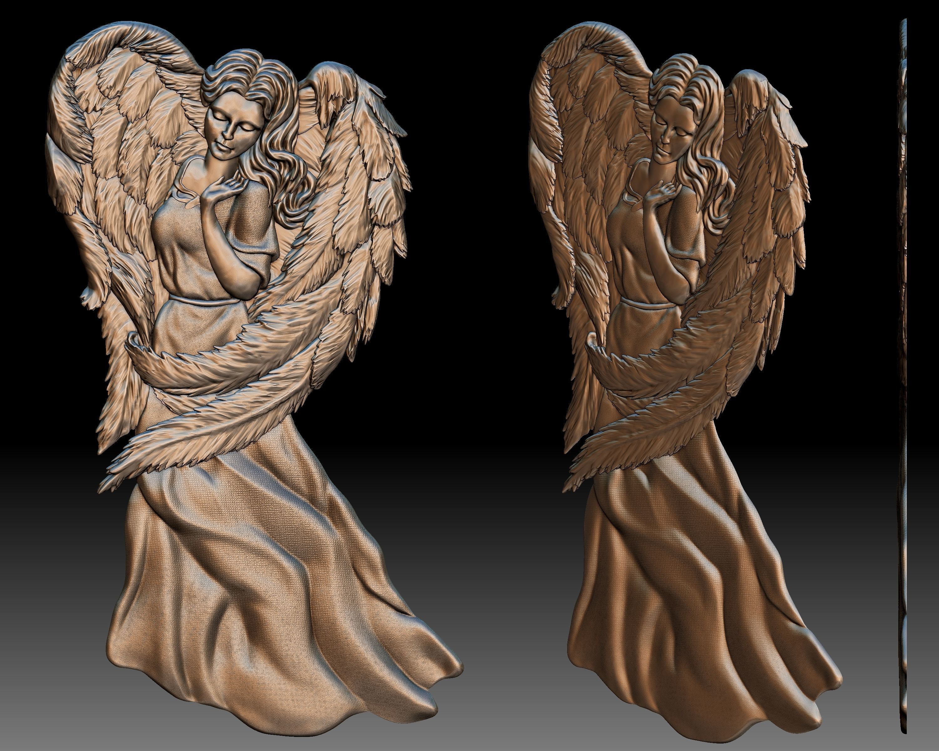 Angel Girl bas-relief for CNC router or 3D printer 3D model 3D ...