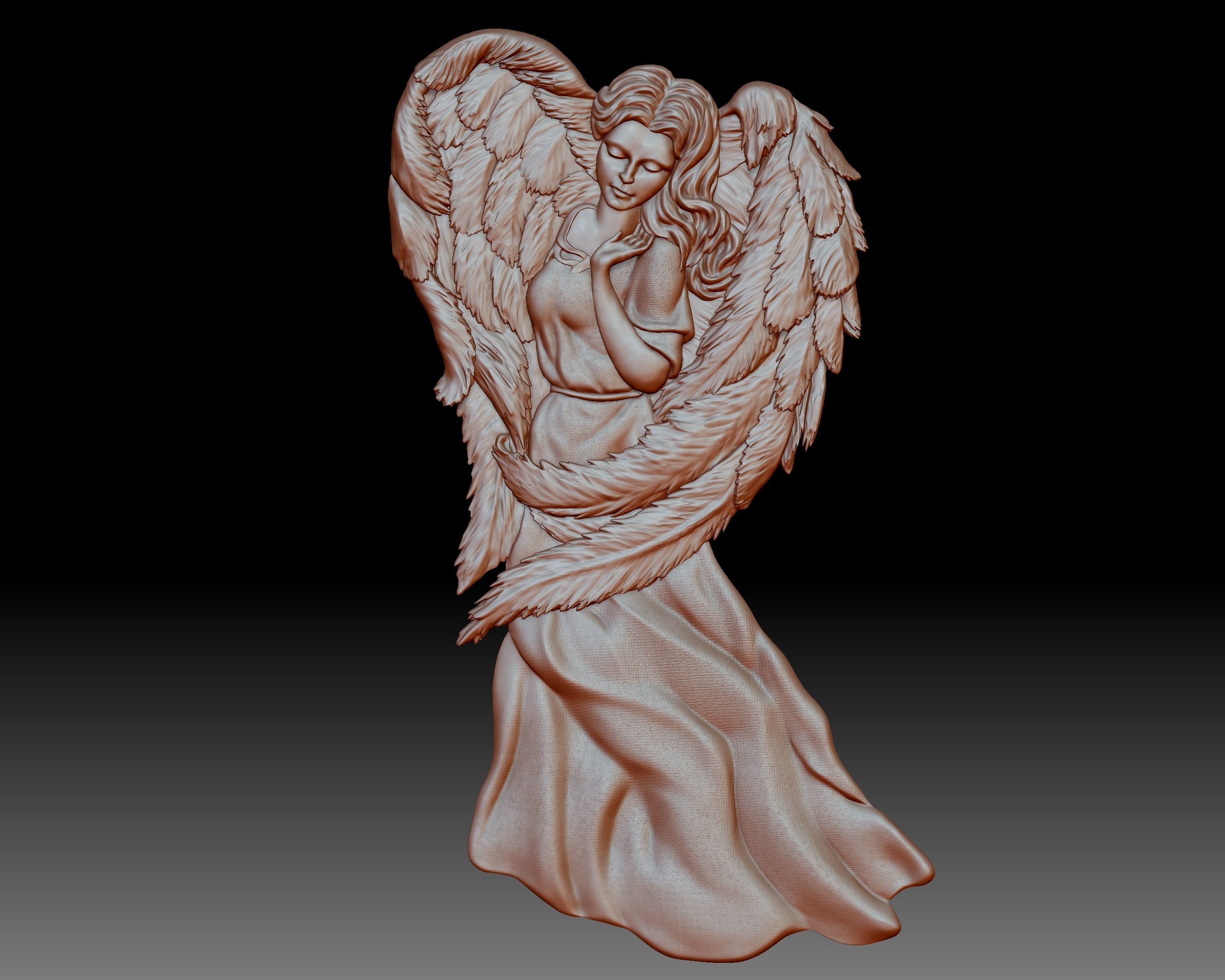 Angel Girl bas-relief for CNC router or 3D printer 3D model 3D ...
