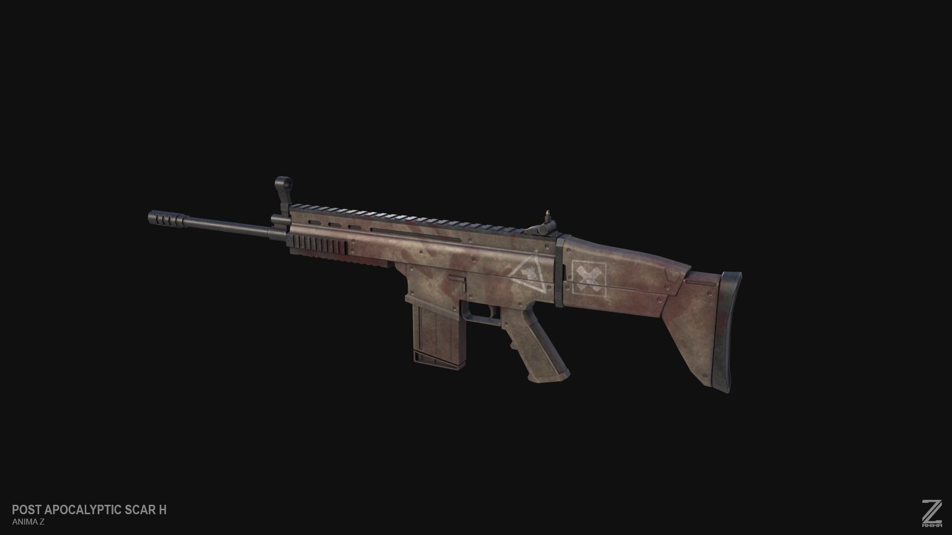 3D model Post apocalyptic SCAR H VR / AR / low-poly | CGTrader