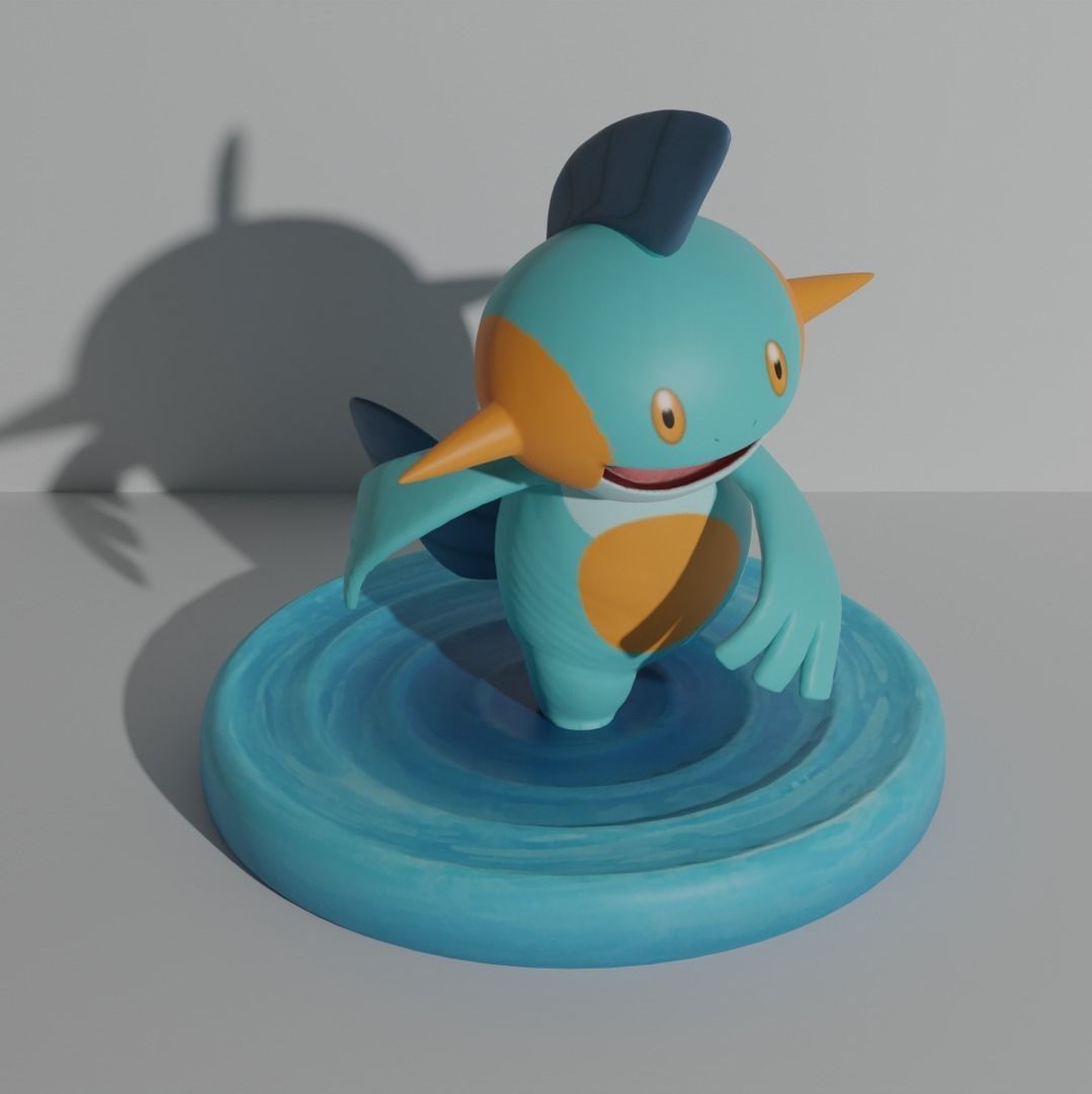 Mudkip Marshtomp Swampert and Mega Swampert 3D print model 3D model 3D ...
