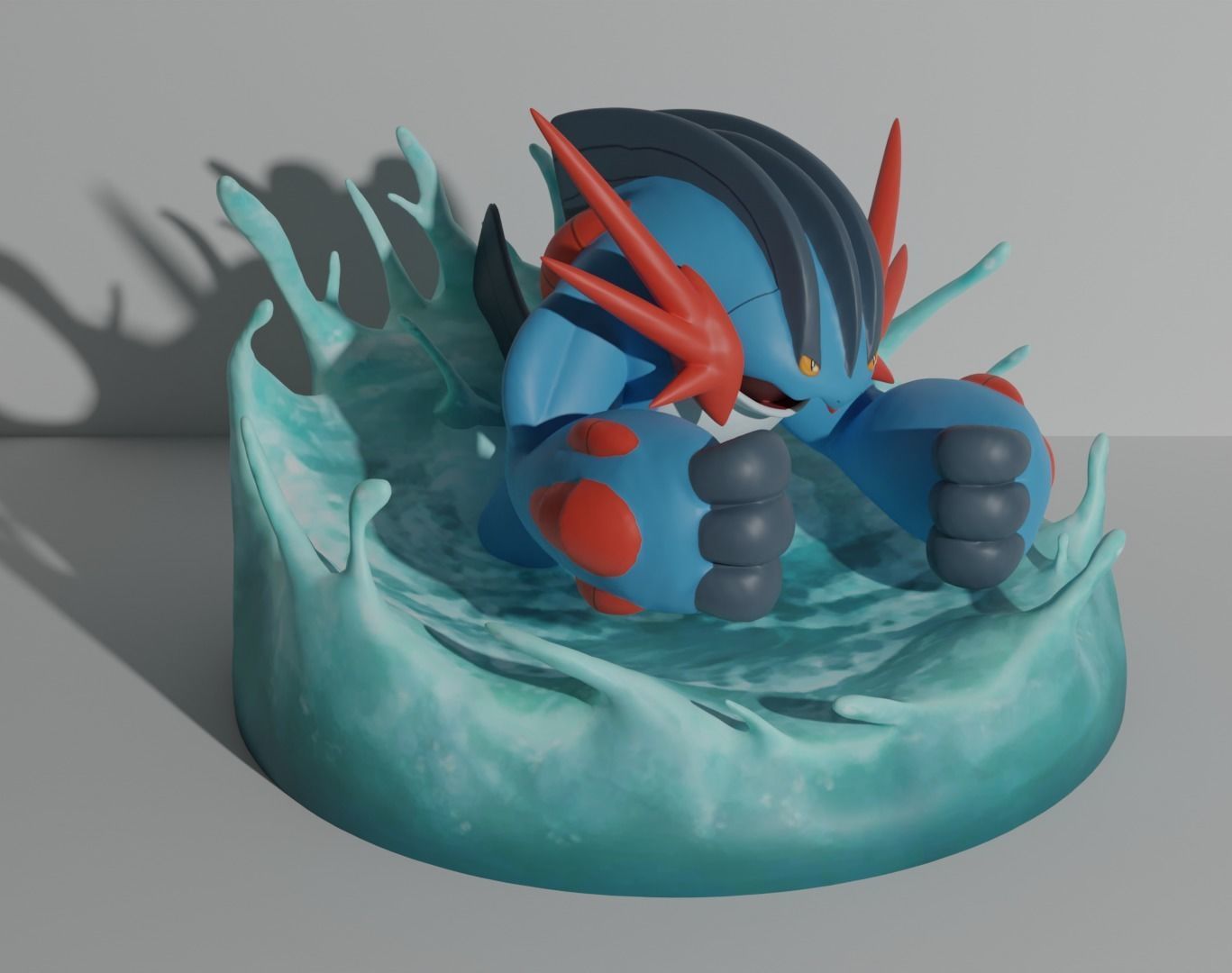 Mudkip Marshtomp Swampert and Mega Swampert 3D print model 3D model 3D ...
