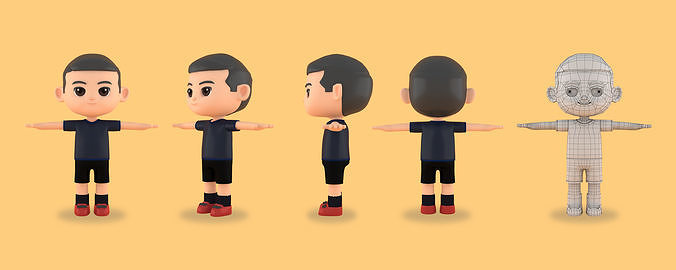 character footballer 3d cartoon model 3D model | CGTrader