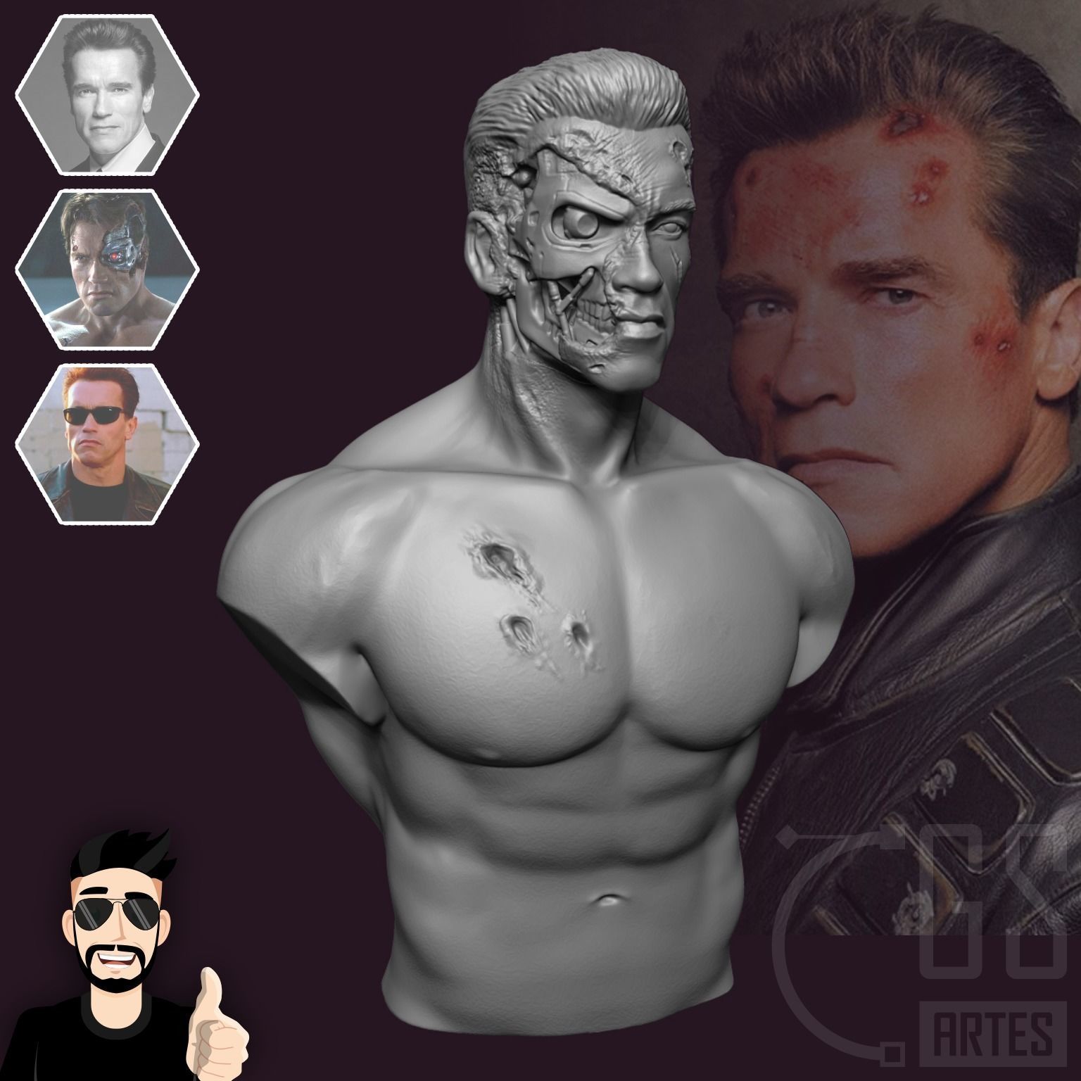T800 - Arnold Schwarzenegger Terminator 3D model 3D printable | CGTrader