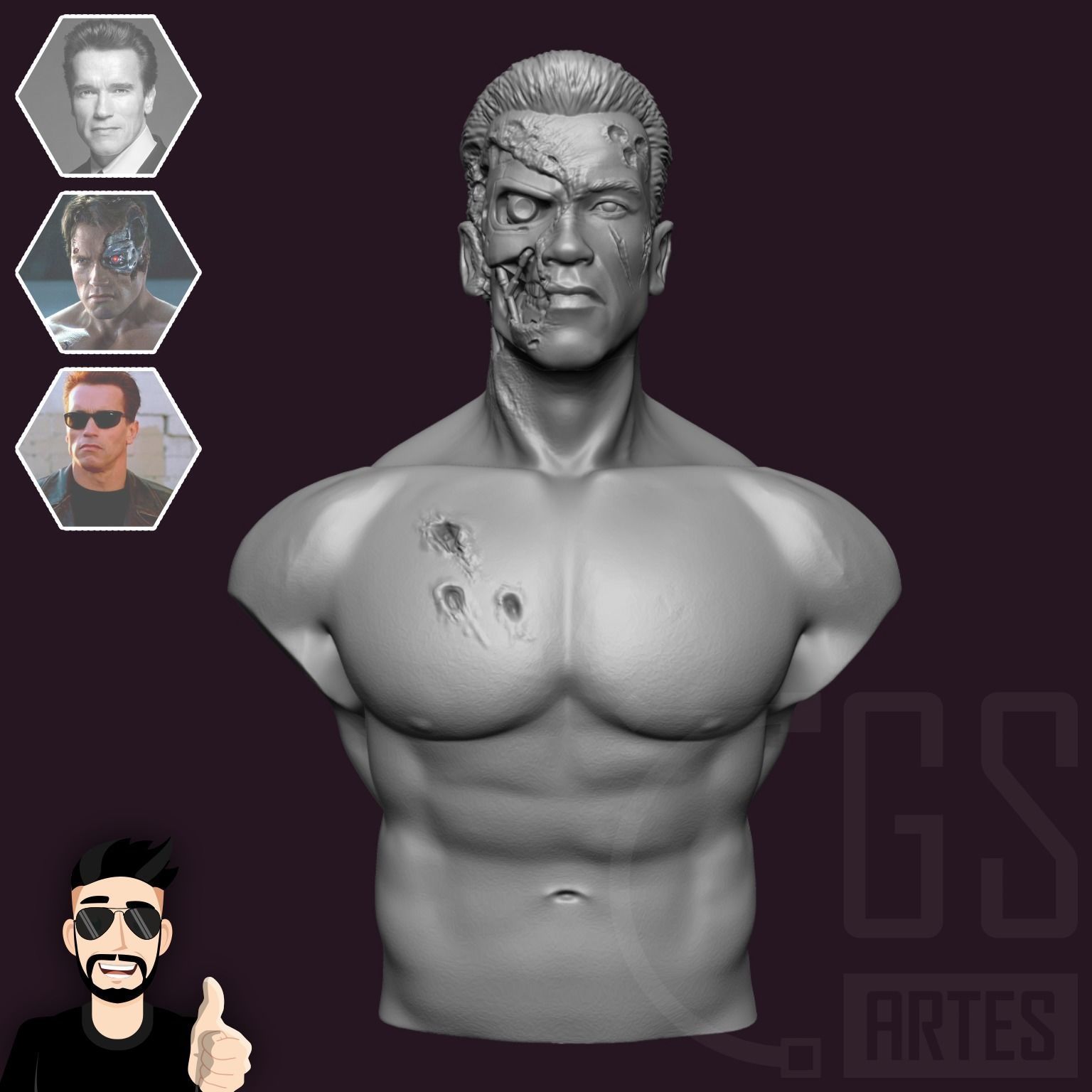 T800 - Arnold Schwarzenegger Terminator 3D model 3D printable | CGTrader