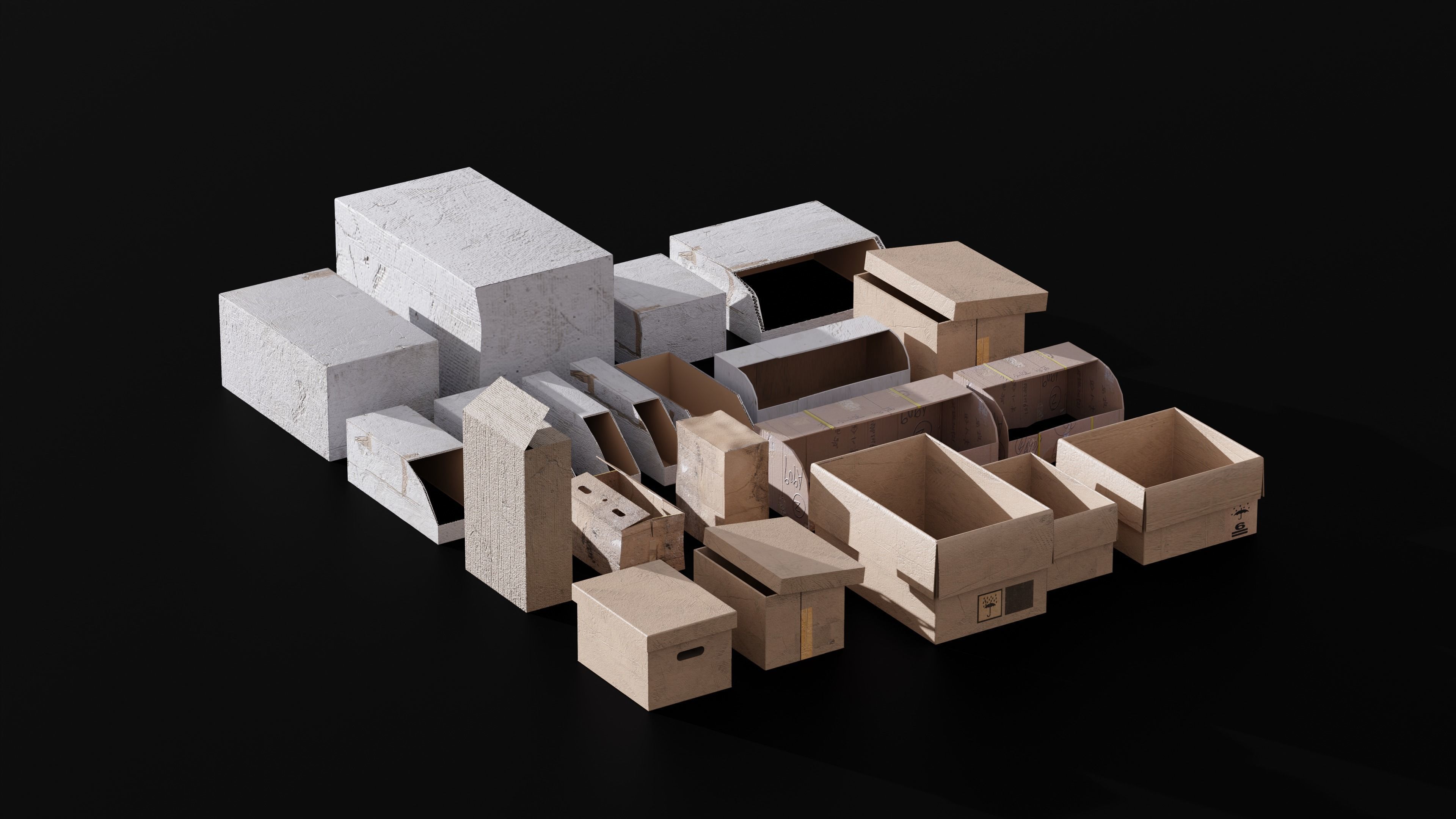 3D model Low-poly Cardboard Carton Boxes VR / AR / low-poly | CGTrader