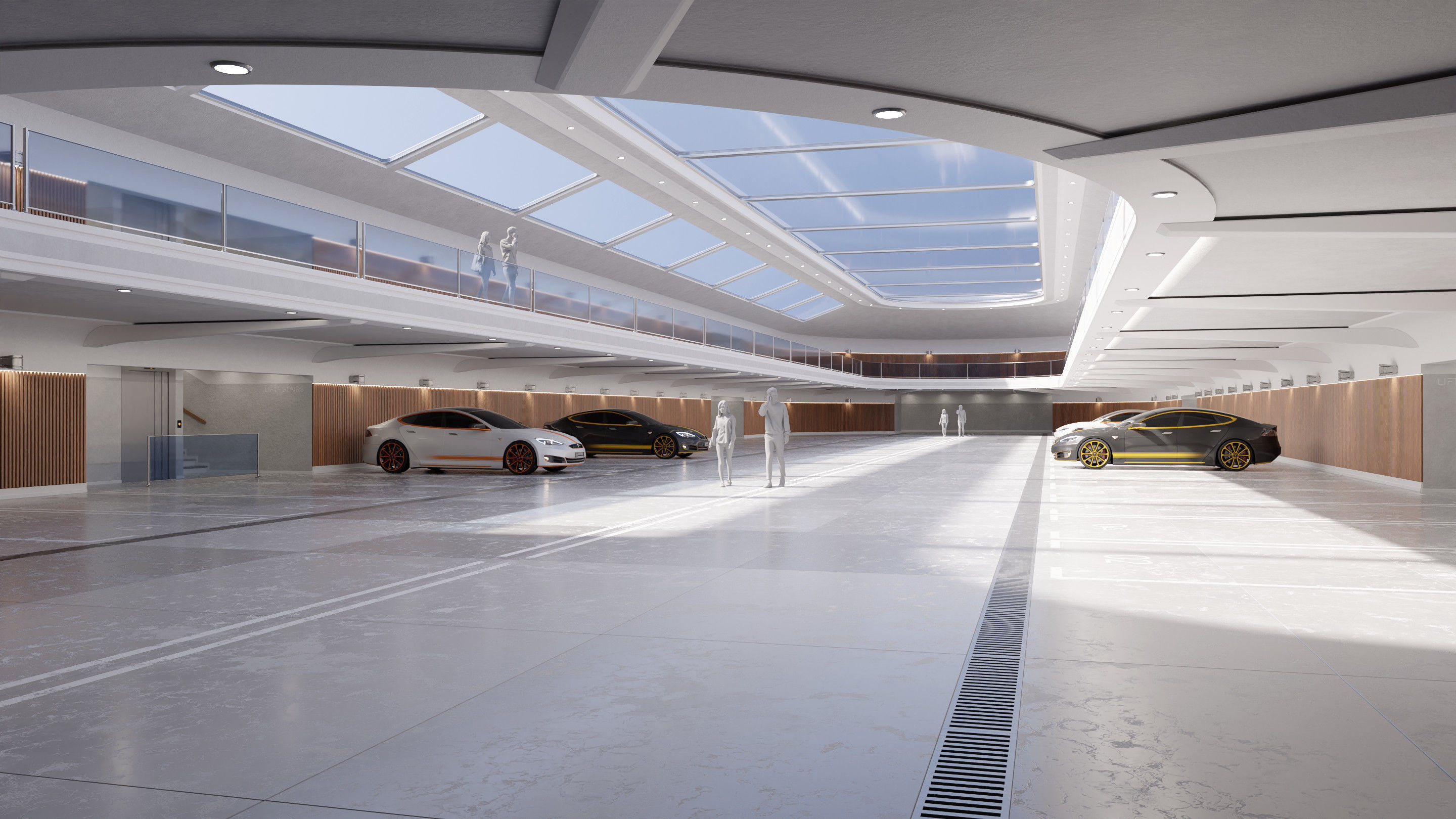 Modern Luxury Car Park - Garage - Hall - Hipoly 3D Model 3D model ...