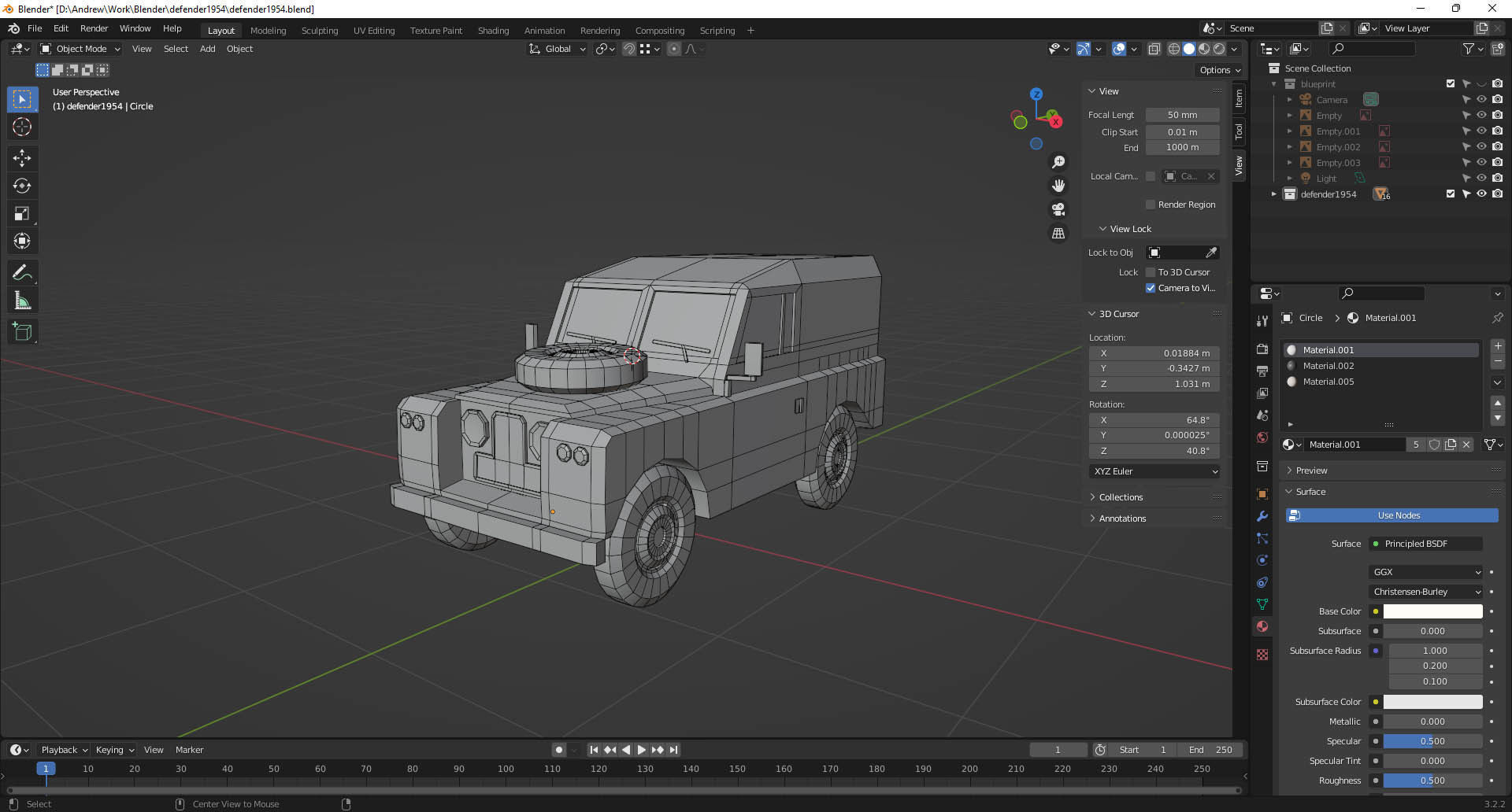 3D model Low-Poly Land Rover Defender 1954 VR / AR / low-poly | CGTrader