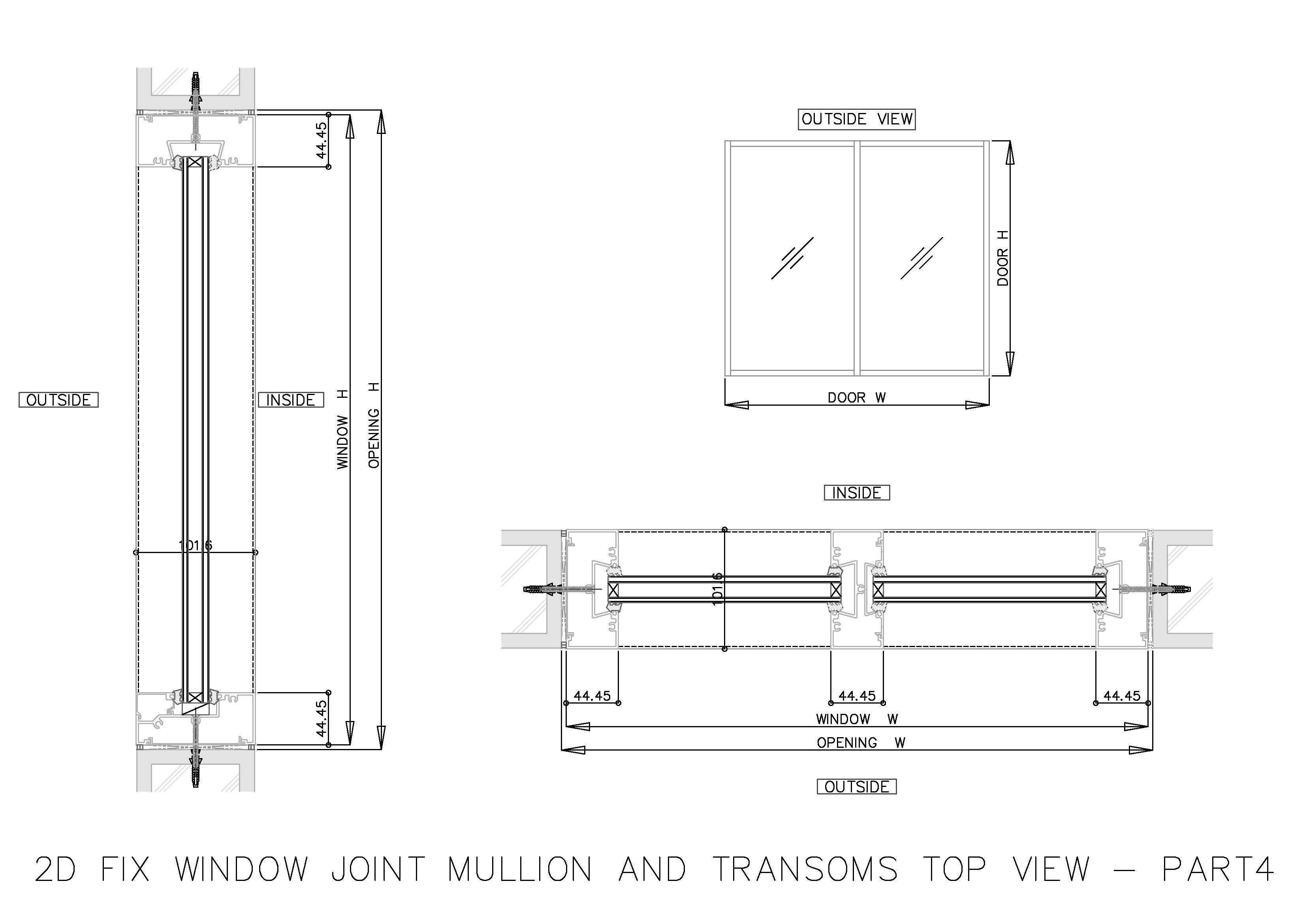2D FIX WINDOW JOINT MULLION AND TRANSOMS TOP VIEW 3D model | CGTrader