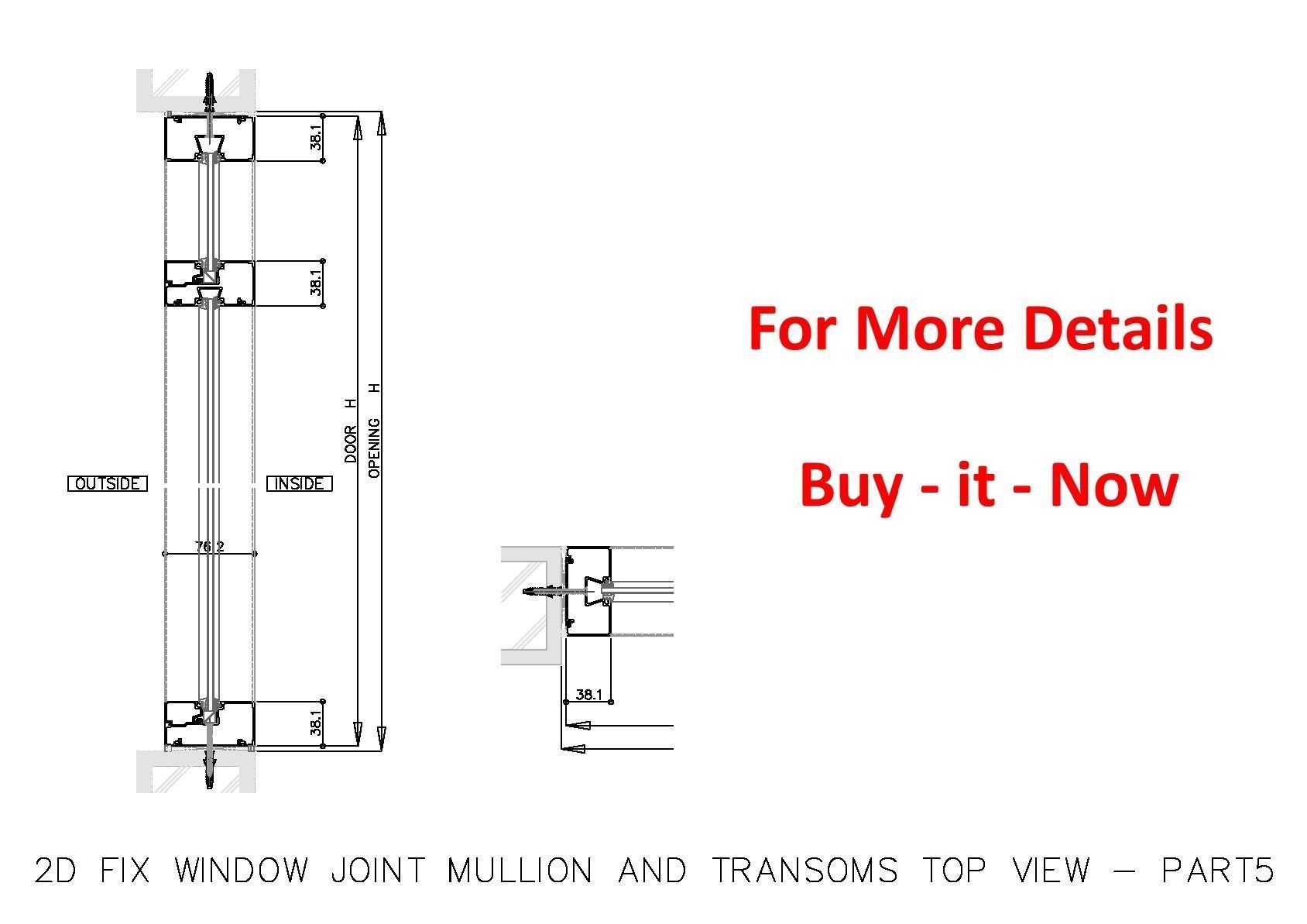 2D FIX WINDOW JOINT MULLION AND TRANSOMS TOP VIEW 3D model | CGTrader