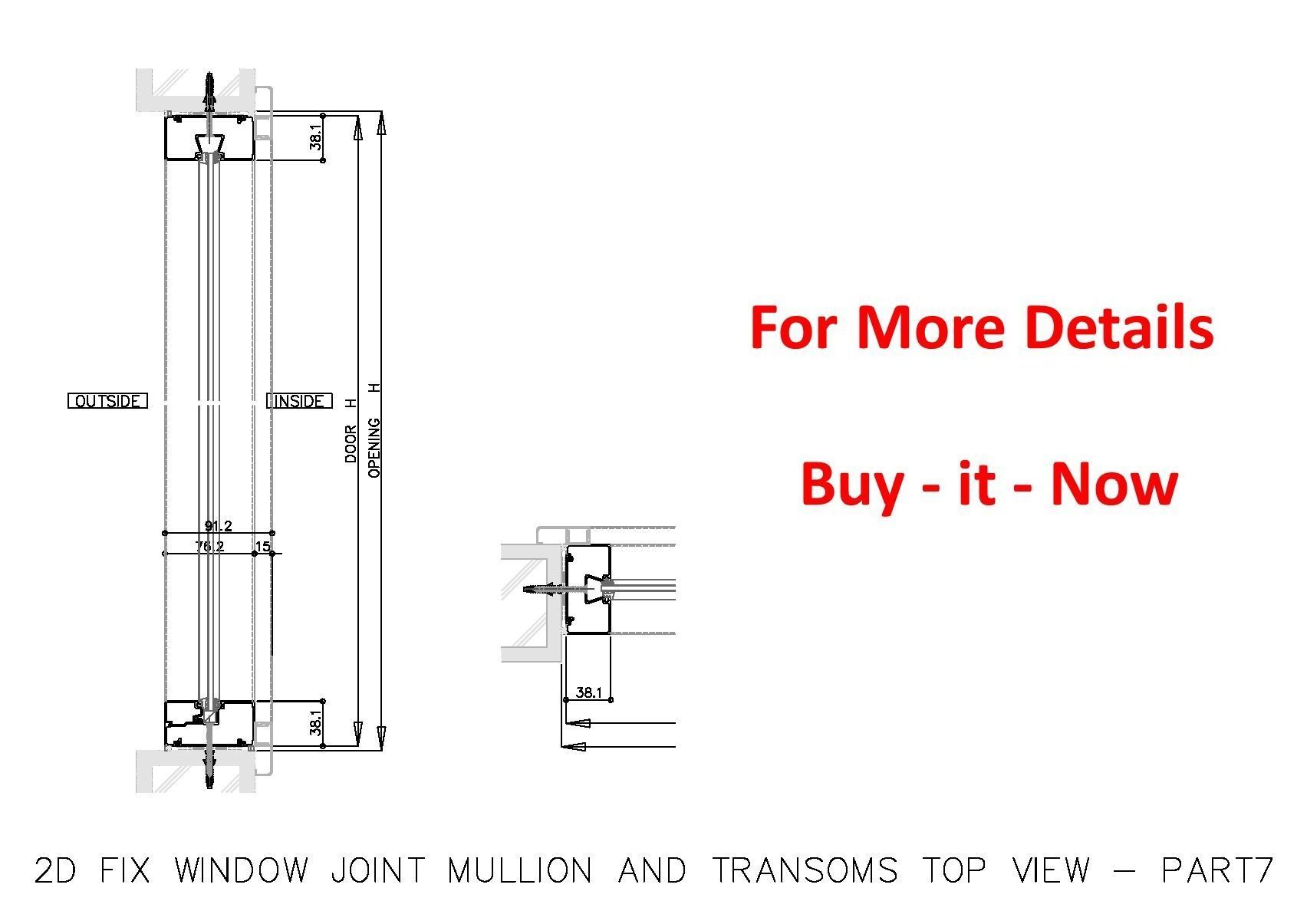 2D FIX WINDOW JOINT MULLION AND TRANSOMS TOP VIEW 3D model | CGTrader
