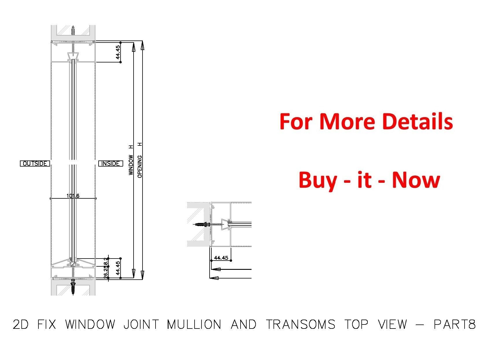 2D FIX WINDOW JOINT MULLION AND TRANSOMS TOP VIEW 3D model | CGTrader
