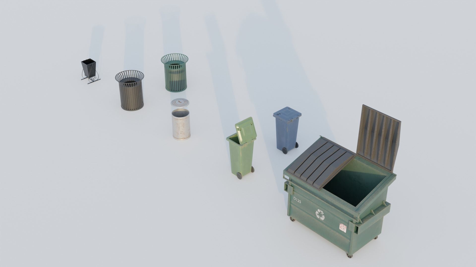 3D model Pack of Rubbish Bins VR / AR / low-poly | CGTrader