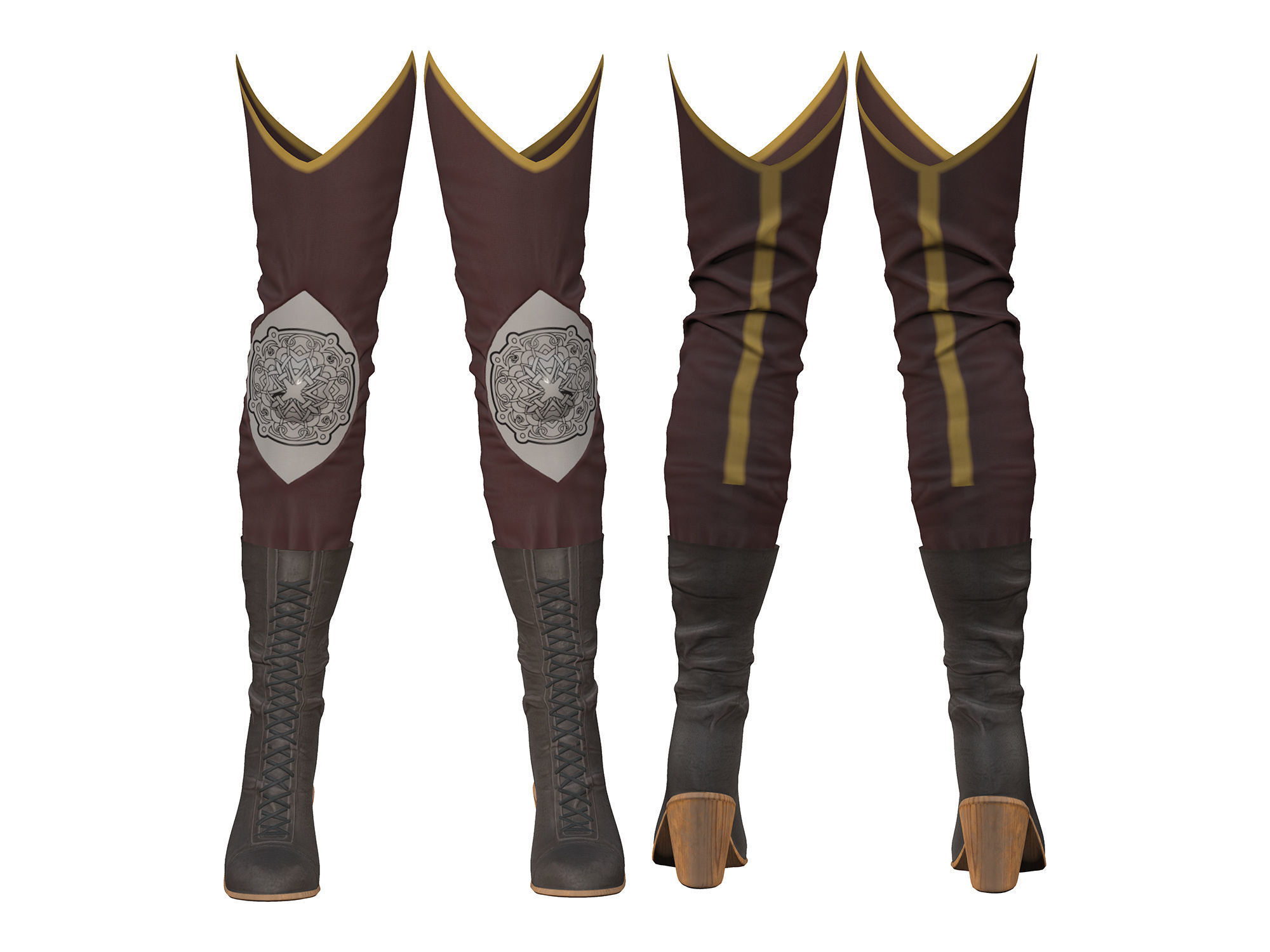 3D model Medieval Warrior Outfit Top Gloves Pants Boots Sword VR / AR ...