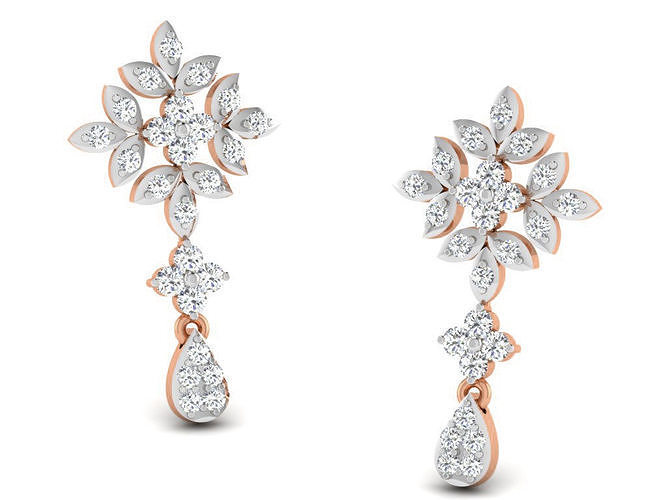 Women drop earrings 3dm render detail 3D model 3D printable | CGTrader