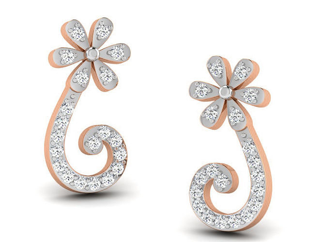 Women studs earrings 3dm render detail 3D model 3D printable | CGTrader