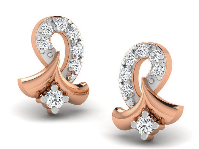 Women studs earrings 3dm render detail 3D model 3D printable | CGTrader